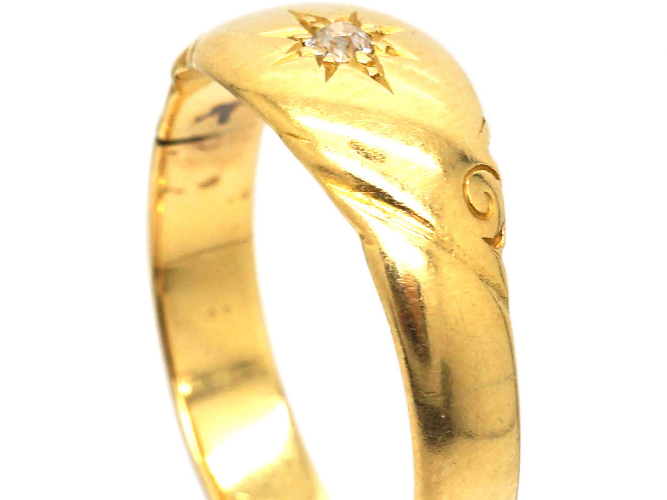 Victorian 18ct Gold Gypsy Ring set with a Diamond (226T) | The Antique ...