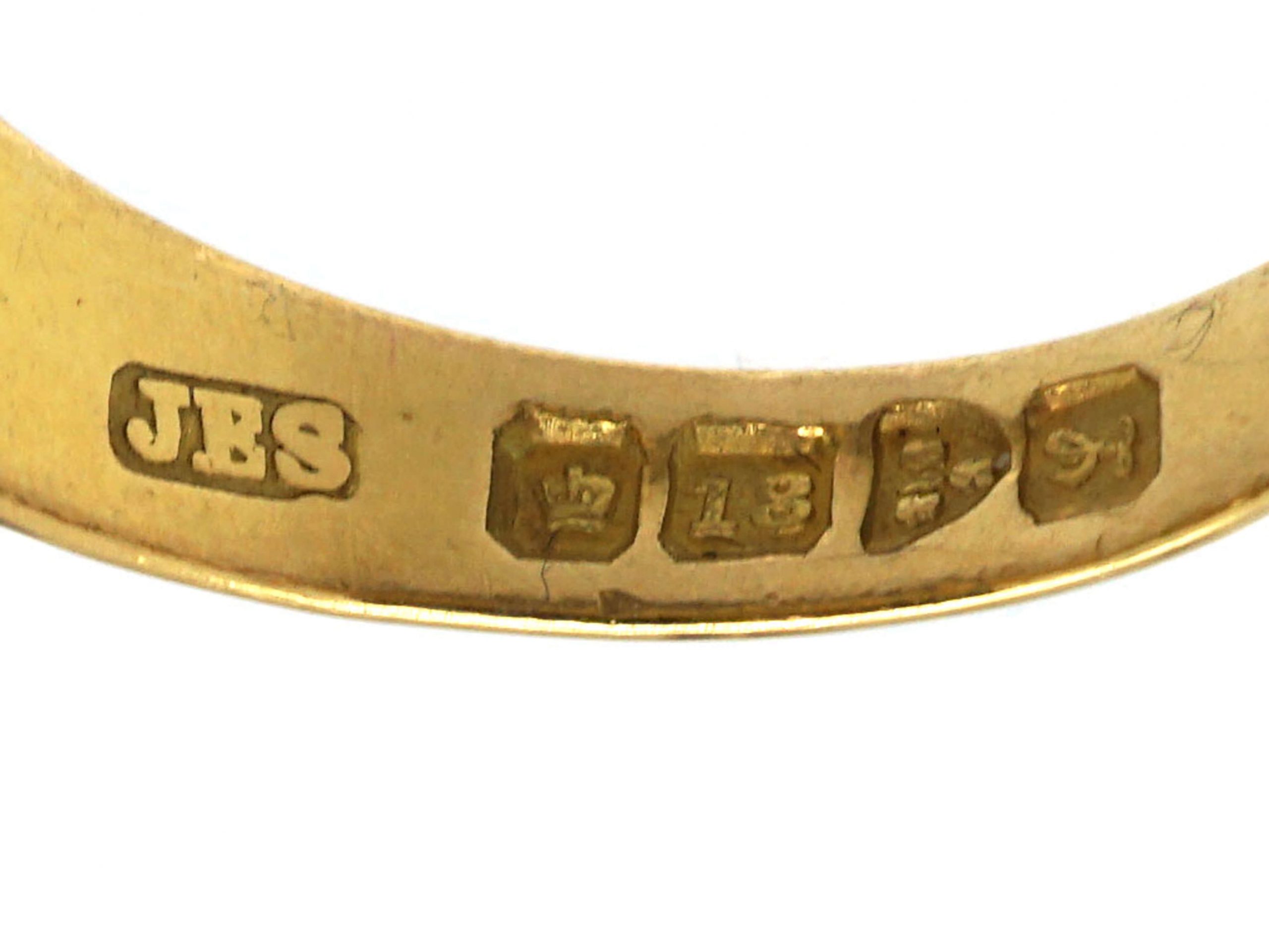 Edwardian 18ct Gold, Emerald & Diamond Rub Over Set Ring (361T) | The ...