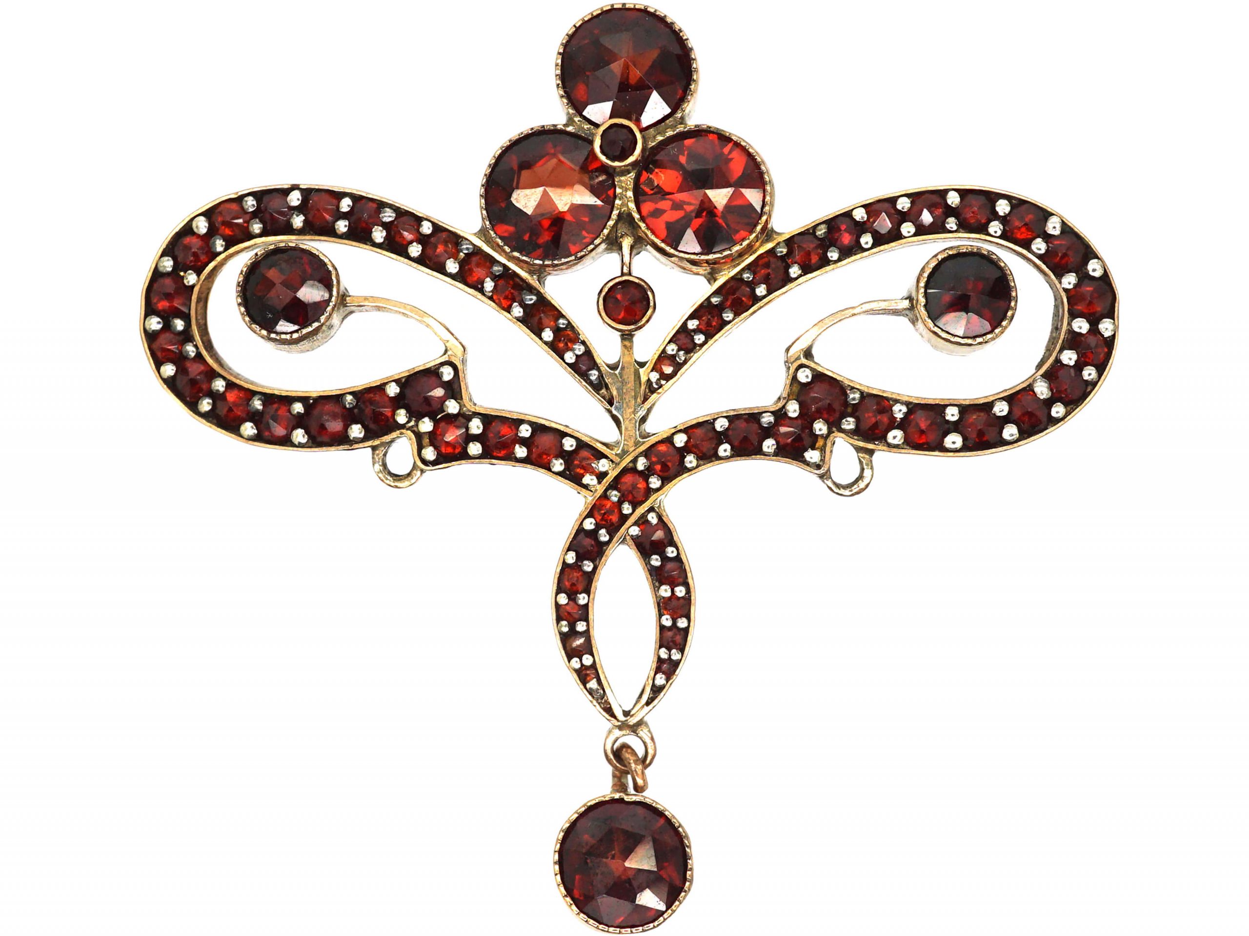 Art Nouveau Brooch set with Garnets (280T) | The Antique Jewellery Company
