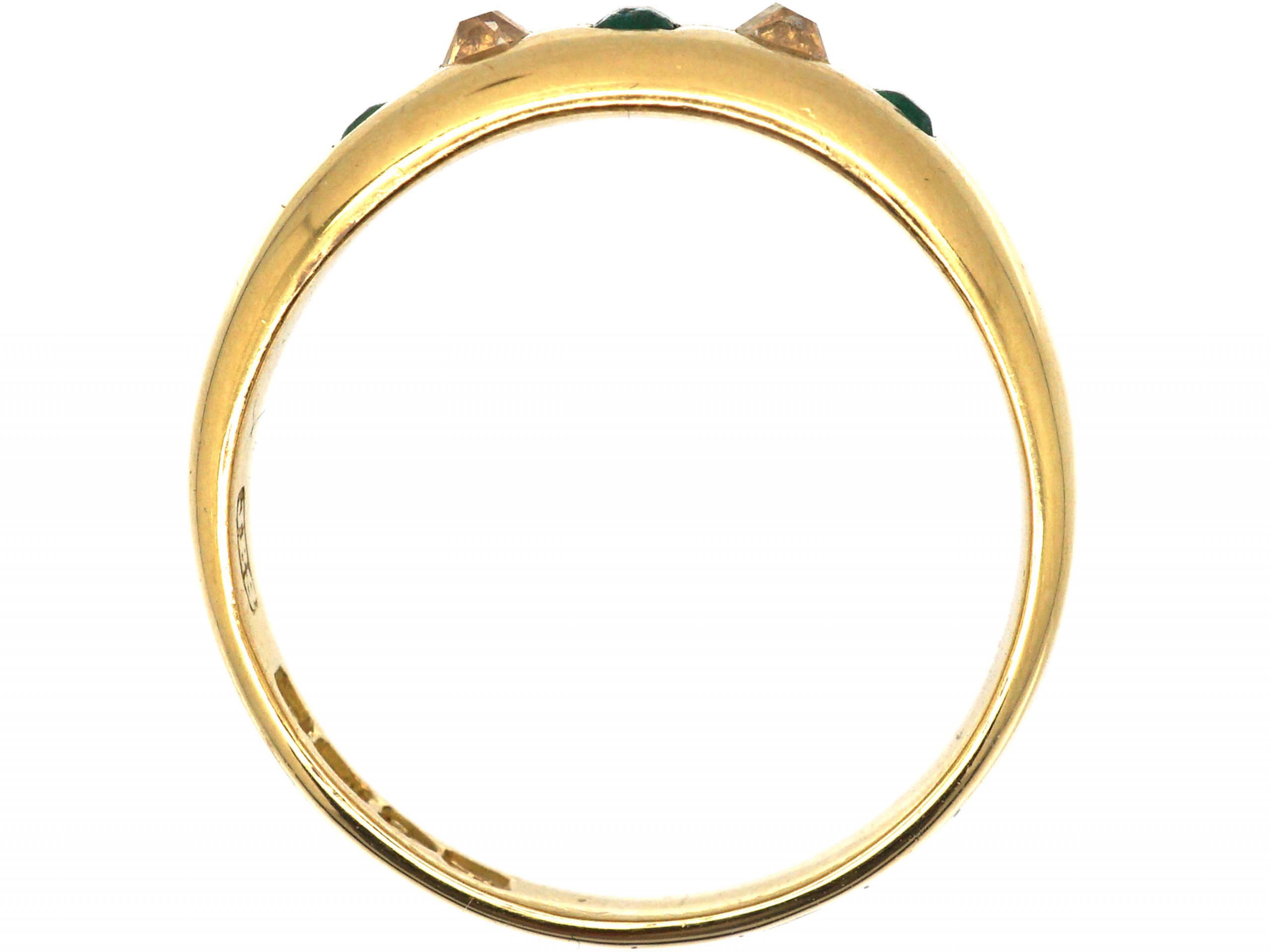 Edwardian 18ct Gold, Emerald & Diamond Rub Over Set Ring (361T) | The ...