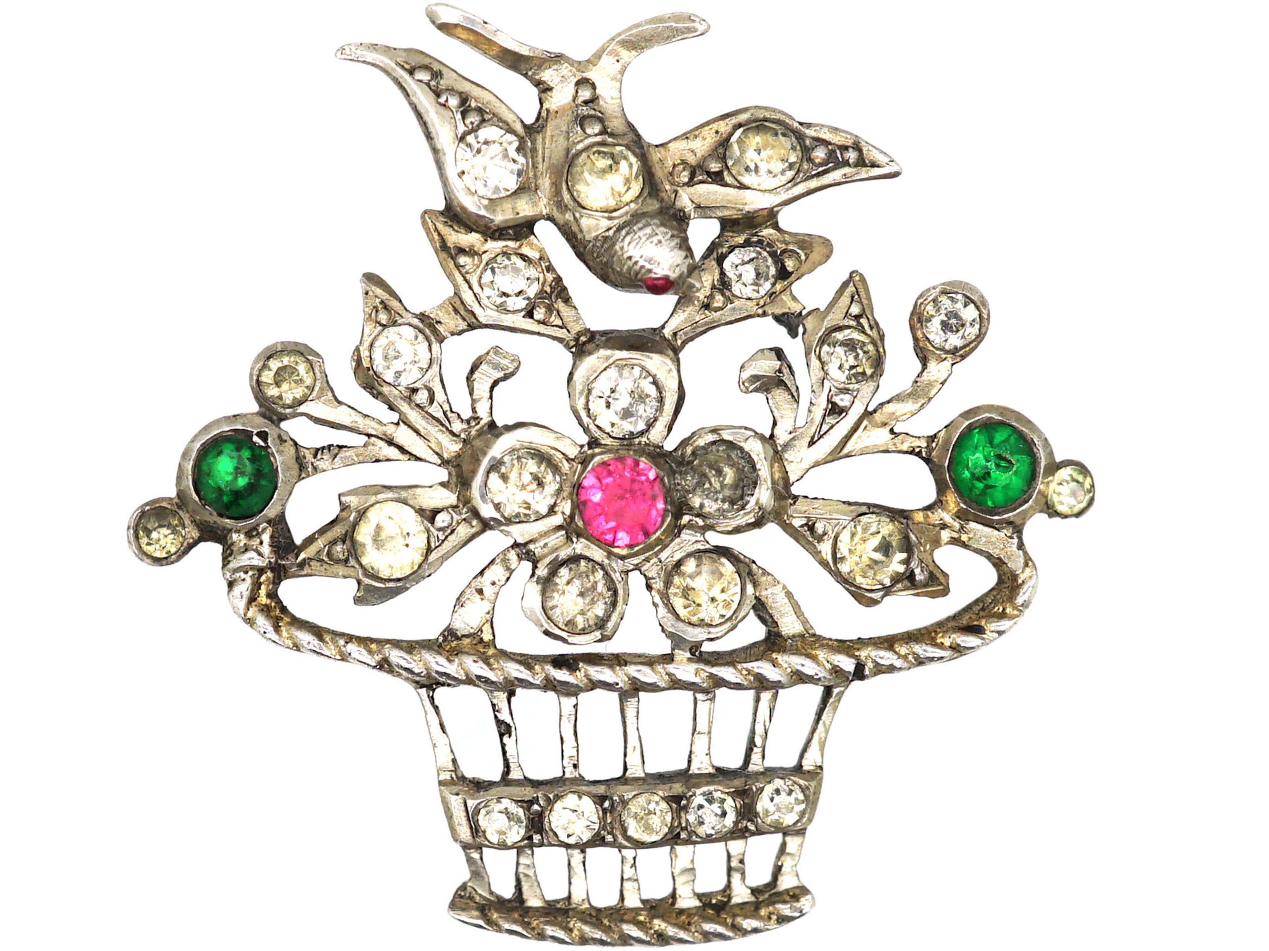 Edwardian Silver & Paste Giardinetti Brooch with Bird (964S) | The ...
