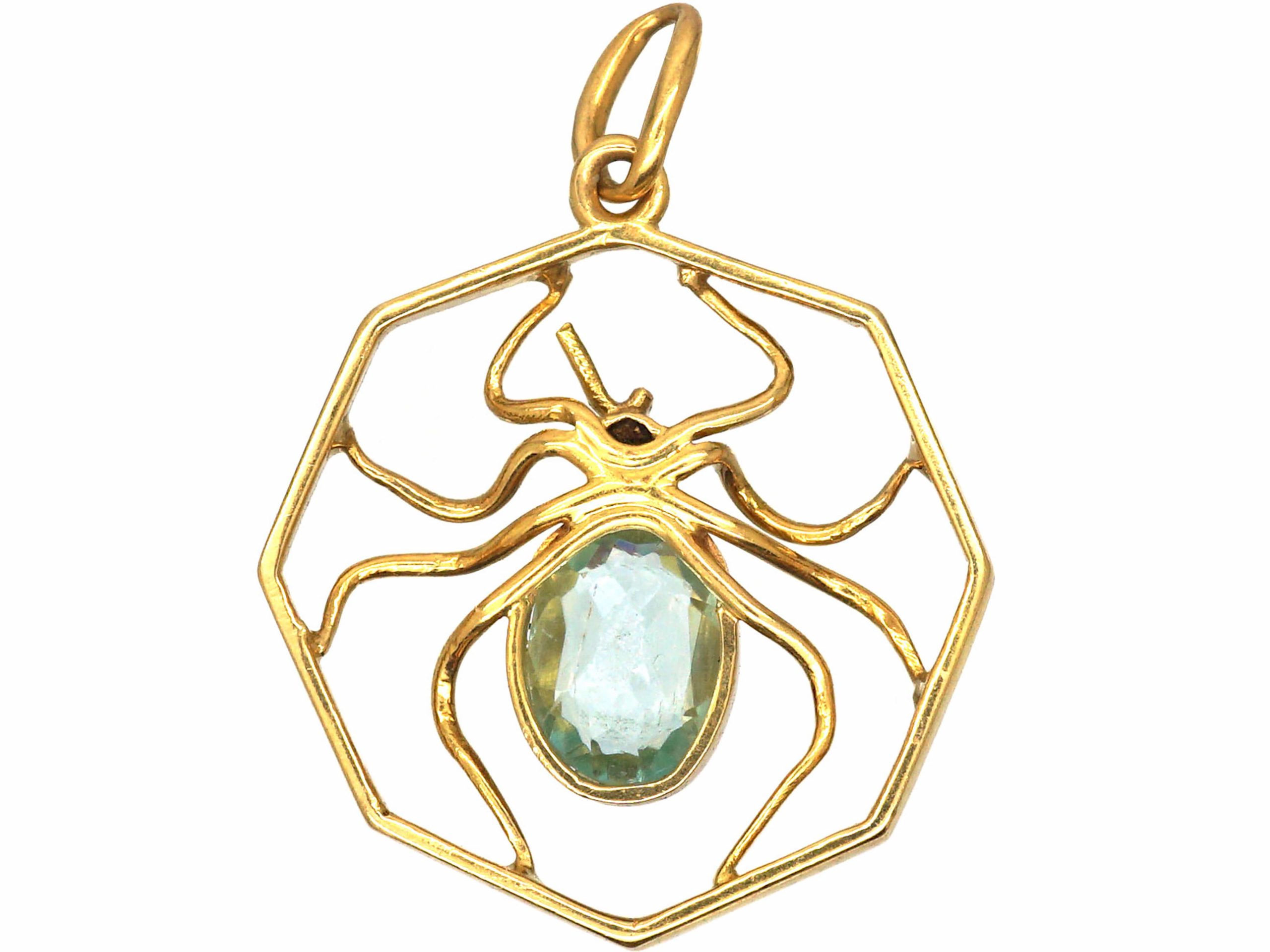 Edwardian 14ct Gold Spider Pendant (255T) | The Antique Jewellery Company