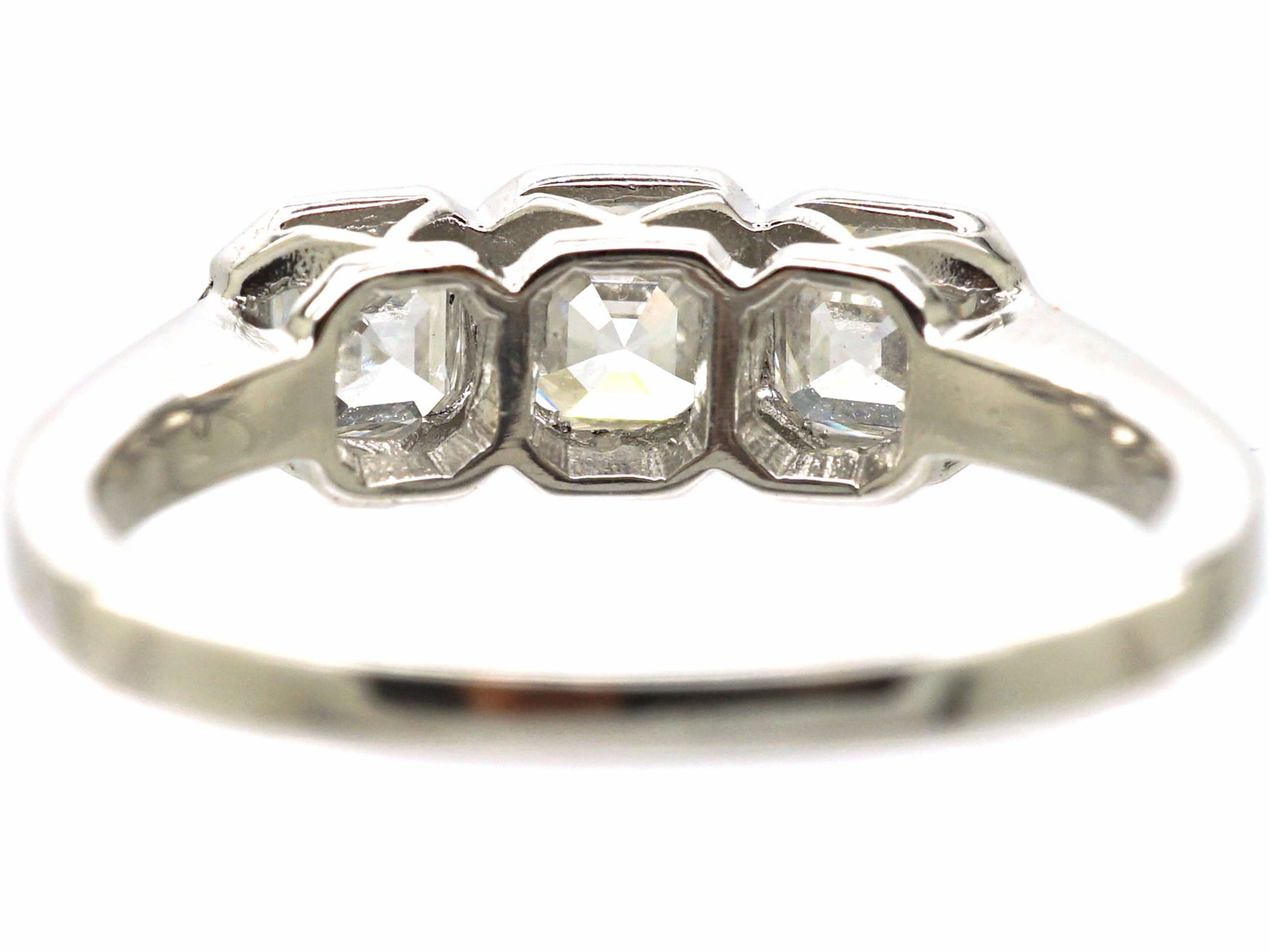 Platinum, Three Stone Asscher Cut Diamond Ring (492T) | The Antique ...