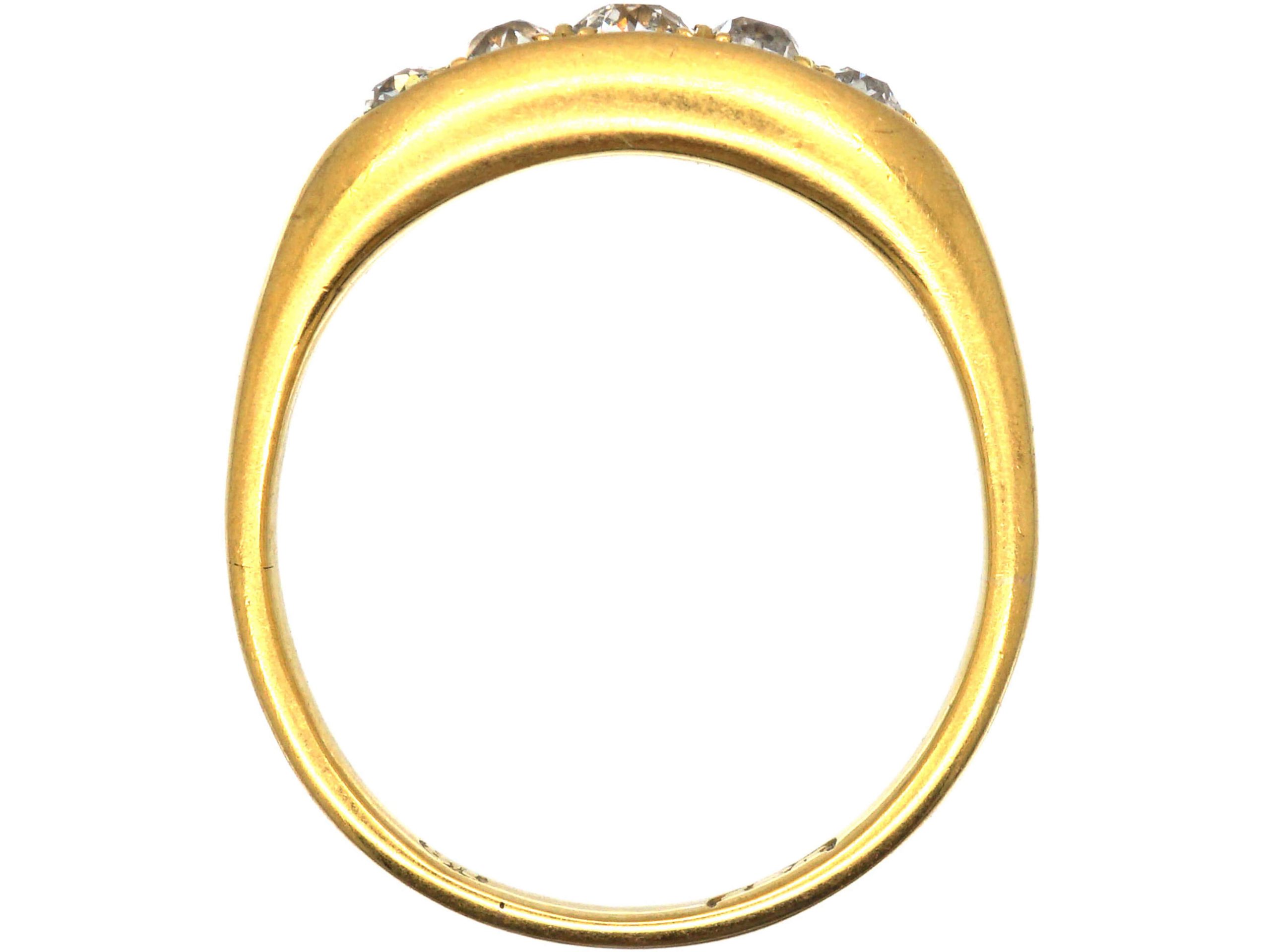Edwardian 18ct Gold & Diamond Five Stone Boat Shaped Ring (382T) | The ...