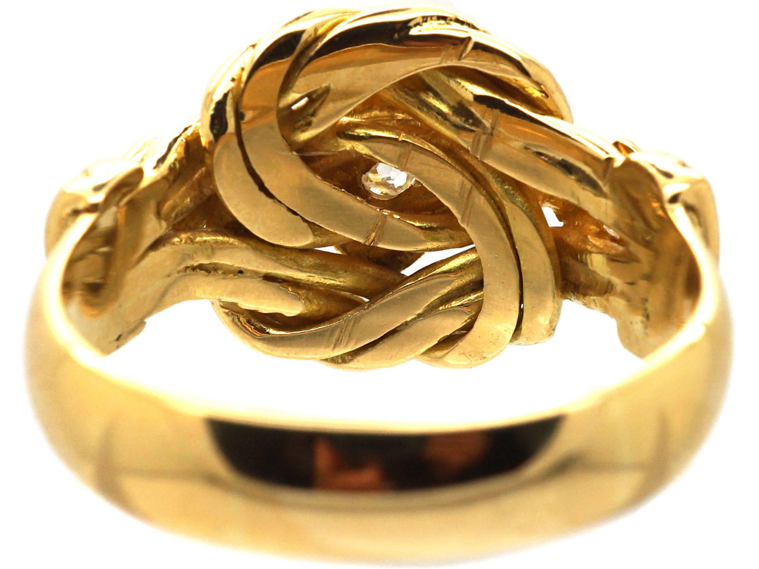 Early 20th Century 18ct Gold Knot Ring set with Three Diamonds (444T ...