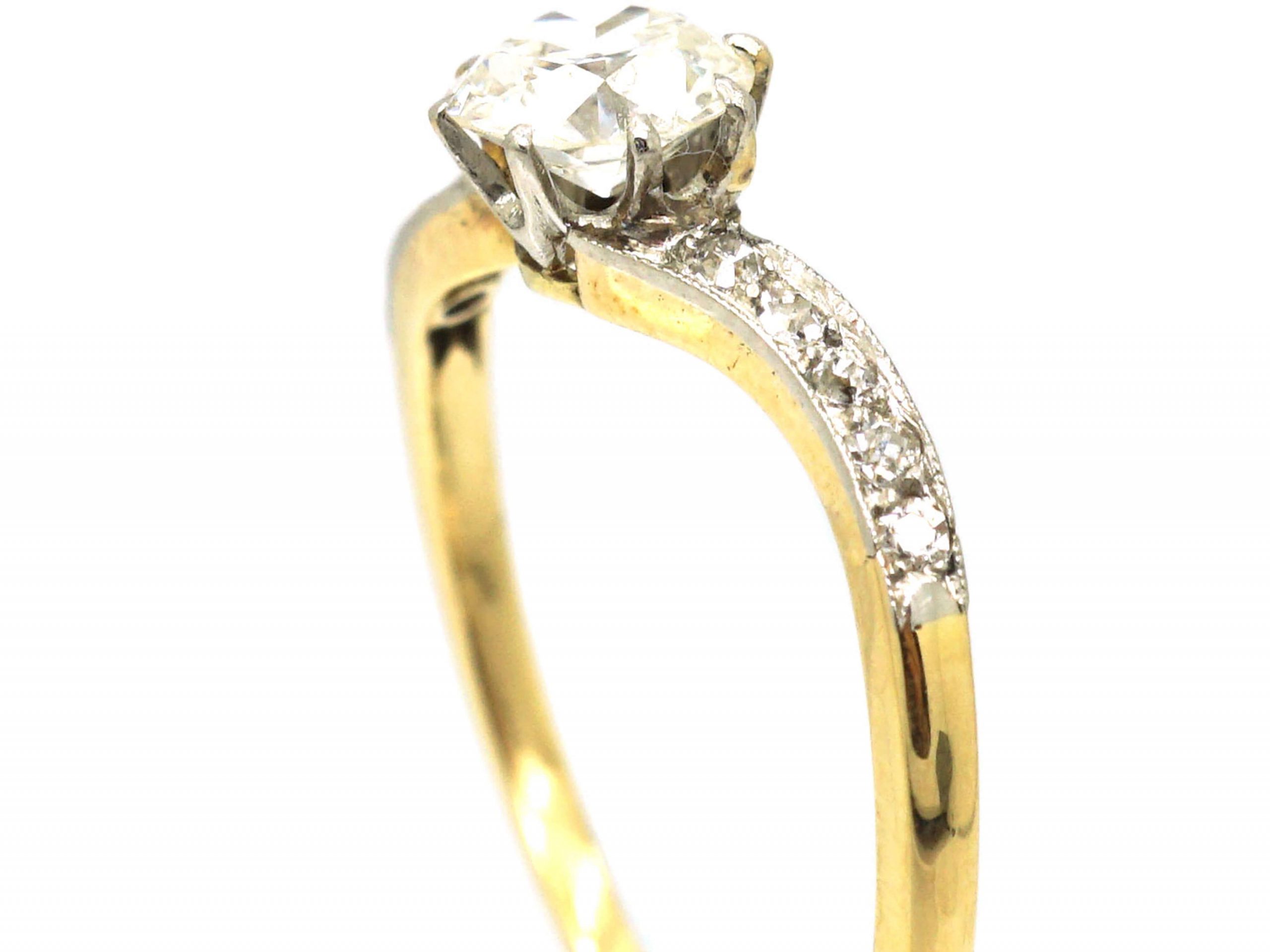 Dutch Belle Epoque 14ct Gold & Platinum, Diamond Ring with Diamond Set ...