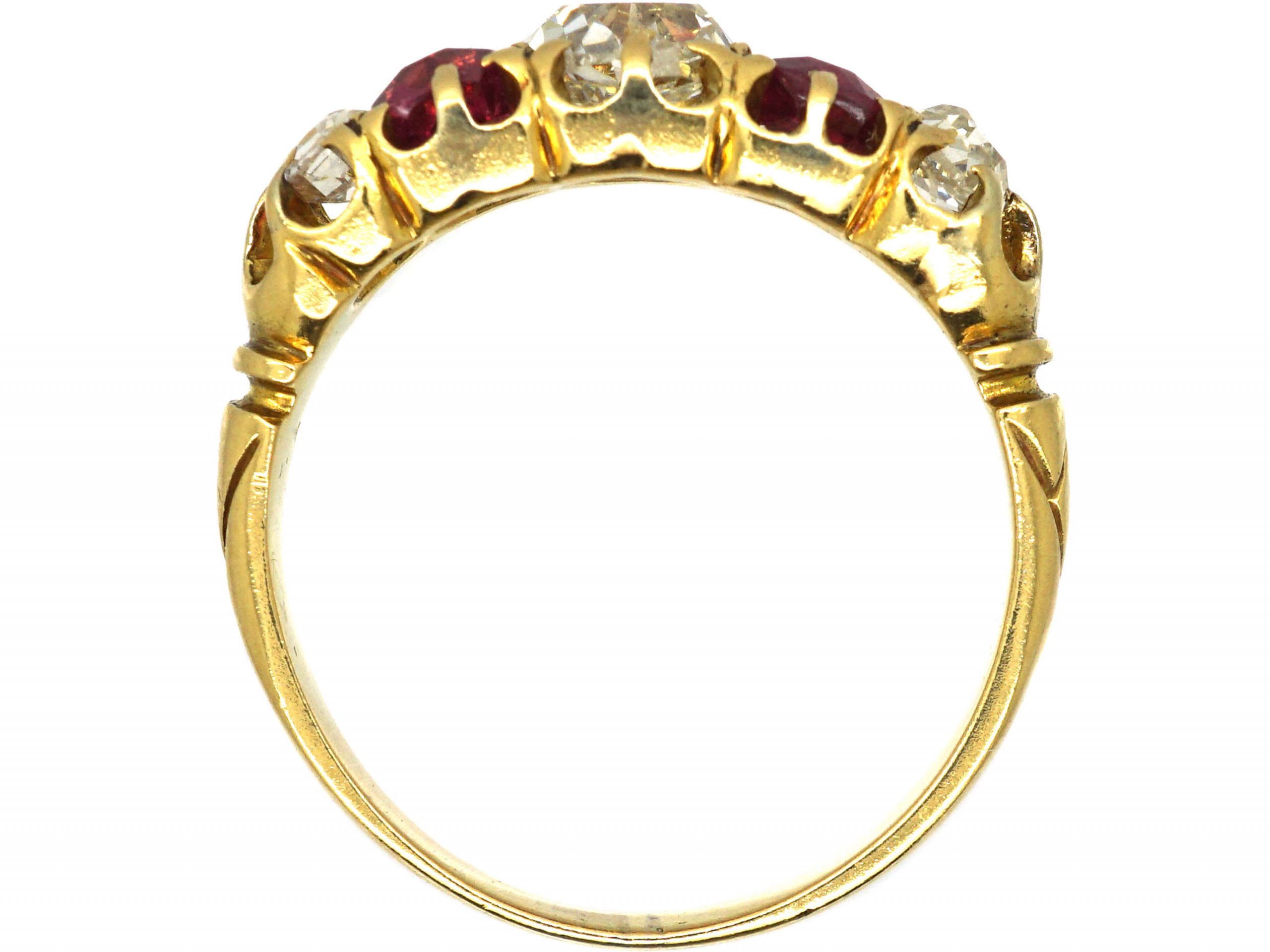 Victorian 18ct Gold, Ruby & Diamond Five Stone Ring (461T) | The ...