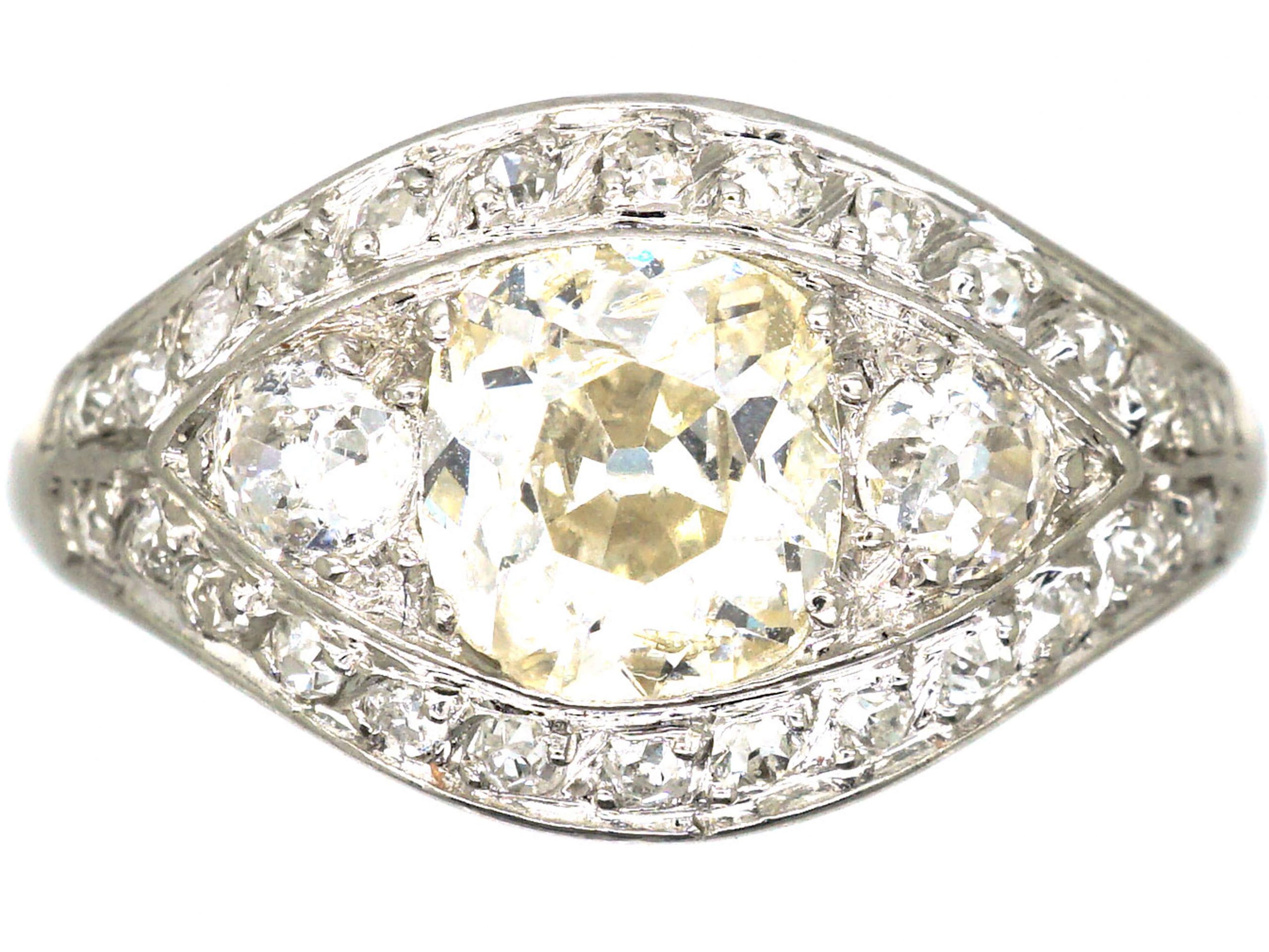 Art Deco Platinum & Old Mine Cut Diamond Ring (473T) | The Antique ...
