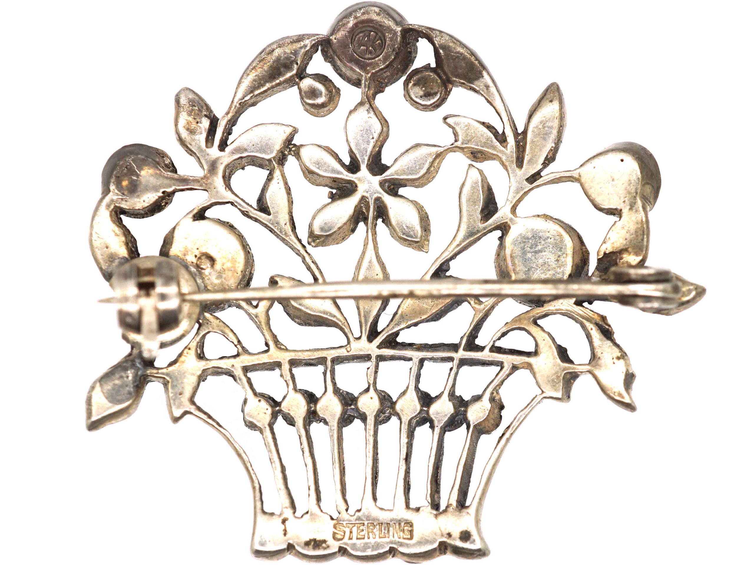 Edwardian Silver & Coloured Paste Basket Brooch (975S) | The Antique ...