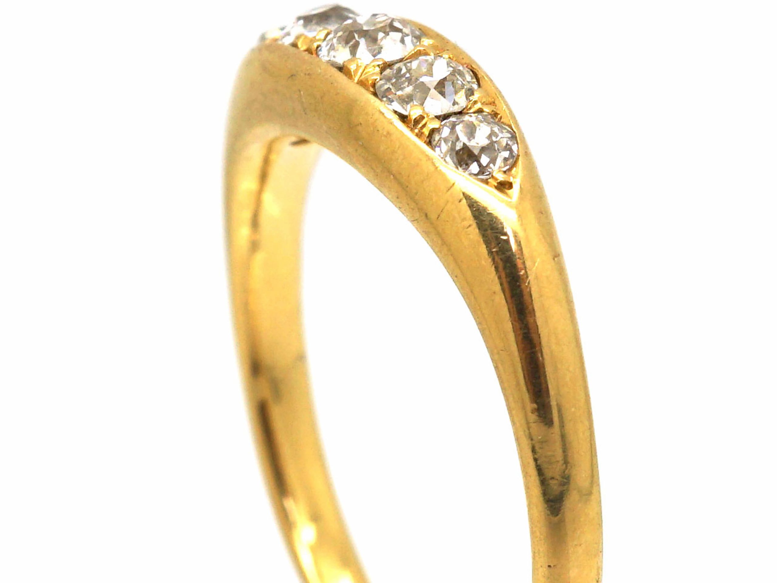 Edwardian 18ct Gold & Diamond Five Stone Boat Shaped Ring (382T) | The ...