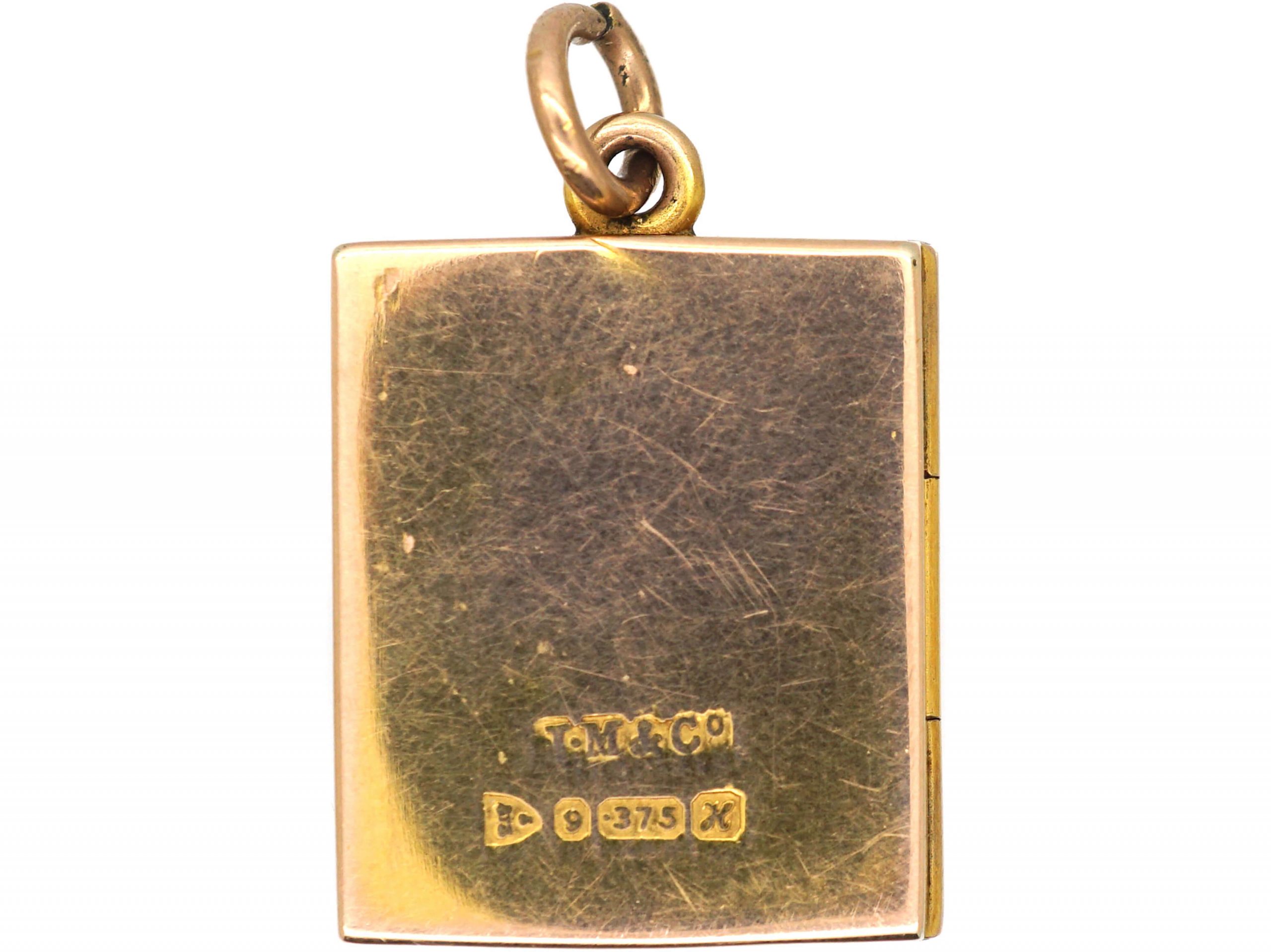 Edwardian 9ct Gold Rectangular Locket with Engraved Detail (424T) | The ...