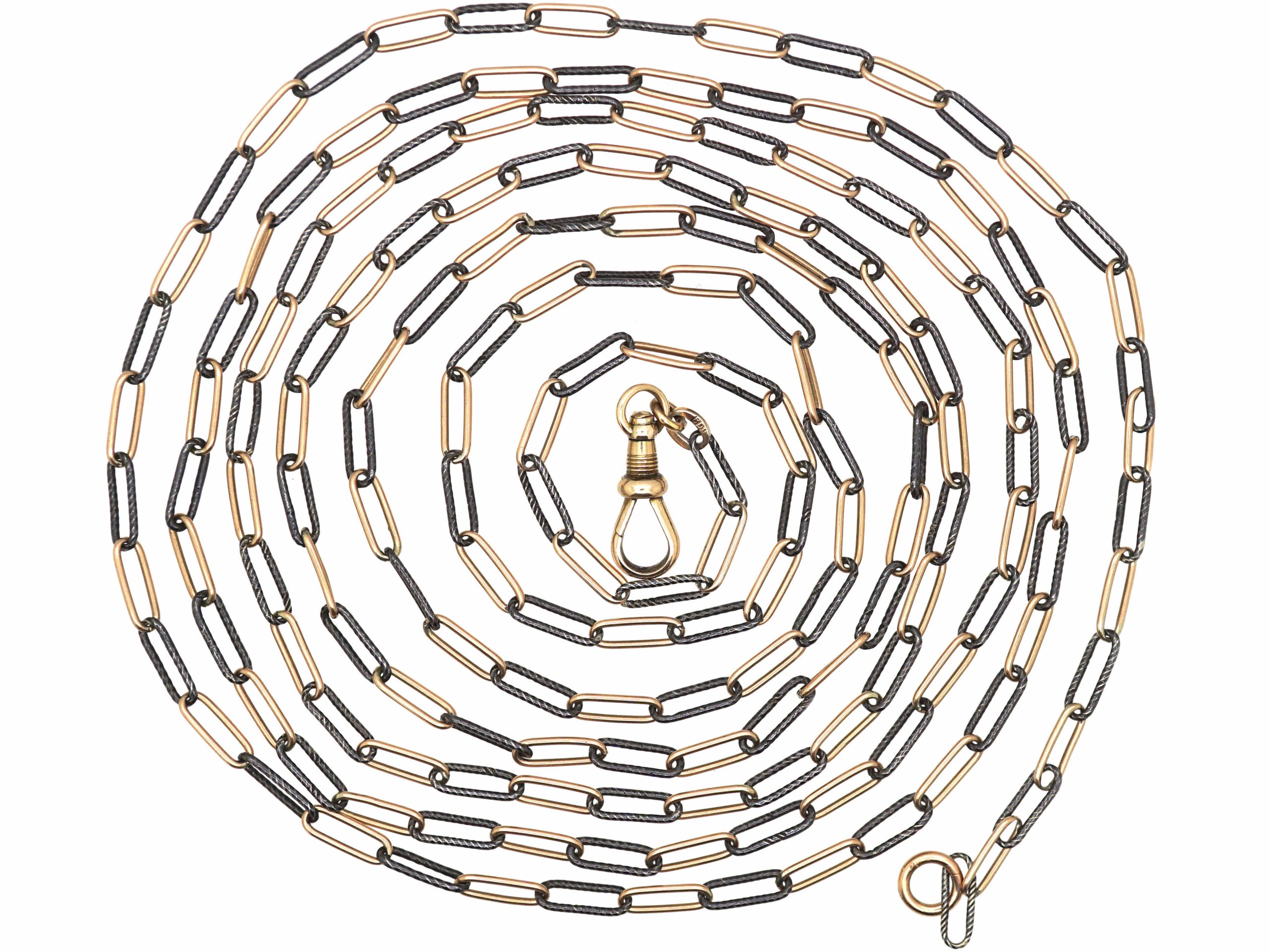 Edwardian Niello Long Chain (936R) | The Antique Jewellery Company