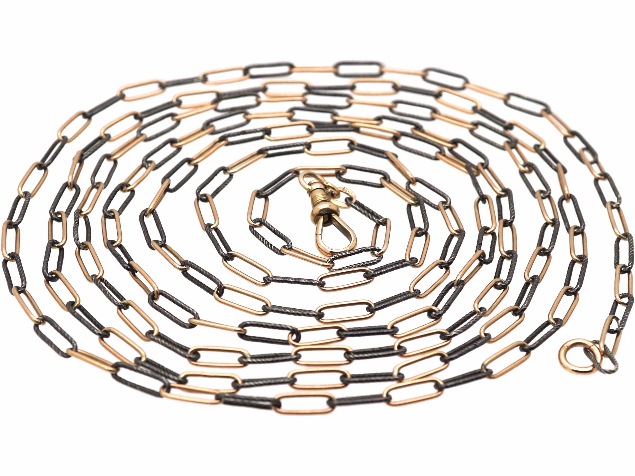 Edwardian Niello Long Chain (936R) | The Antique Jewellery Company