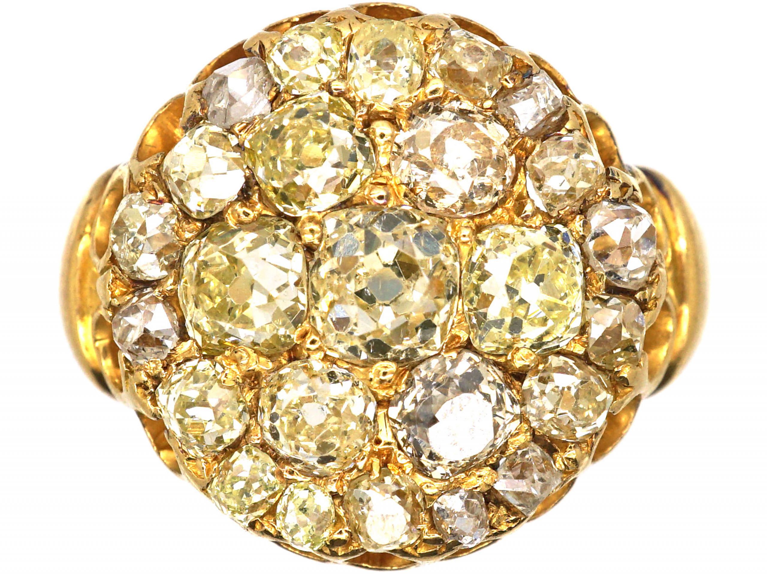 Victorian 18ct Gold Fancy Colour Diamond Cluster Ring (557T) | The ...