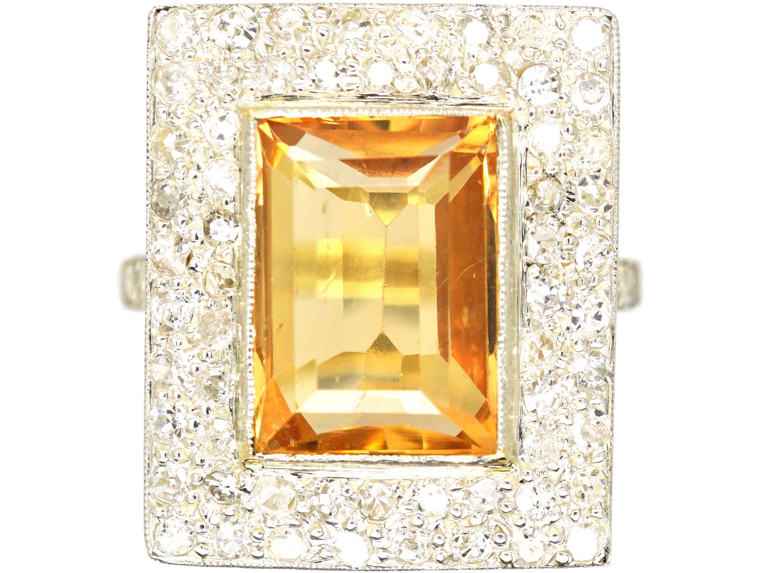 Art Deco 18ct Gold, Topaz & Diamond Rectangular Ring (626T) | The ...