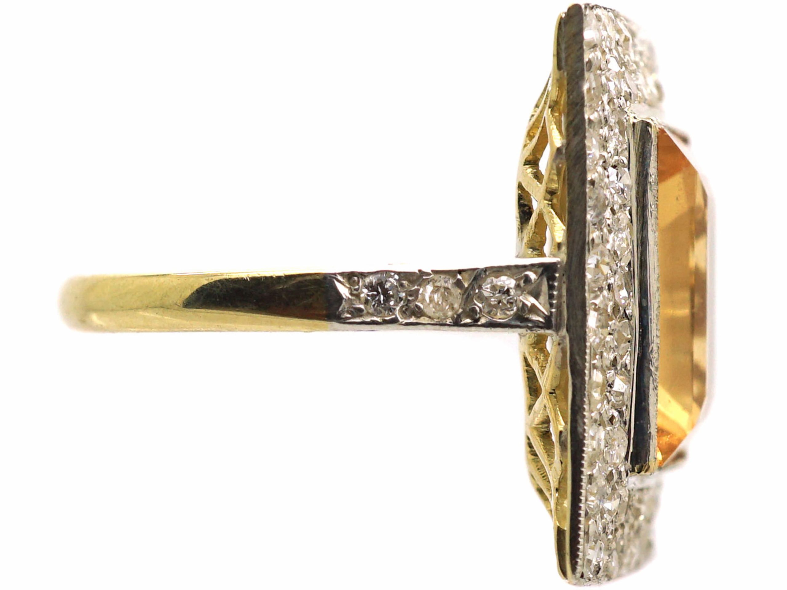 Art Deco 18ct Gold, Topaz & Diamond Rectangular Ring (626T) | The ...