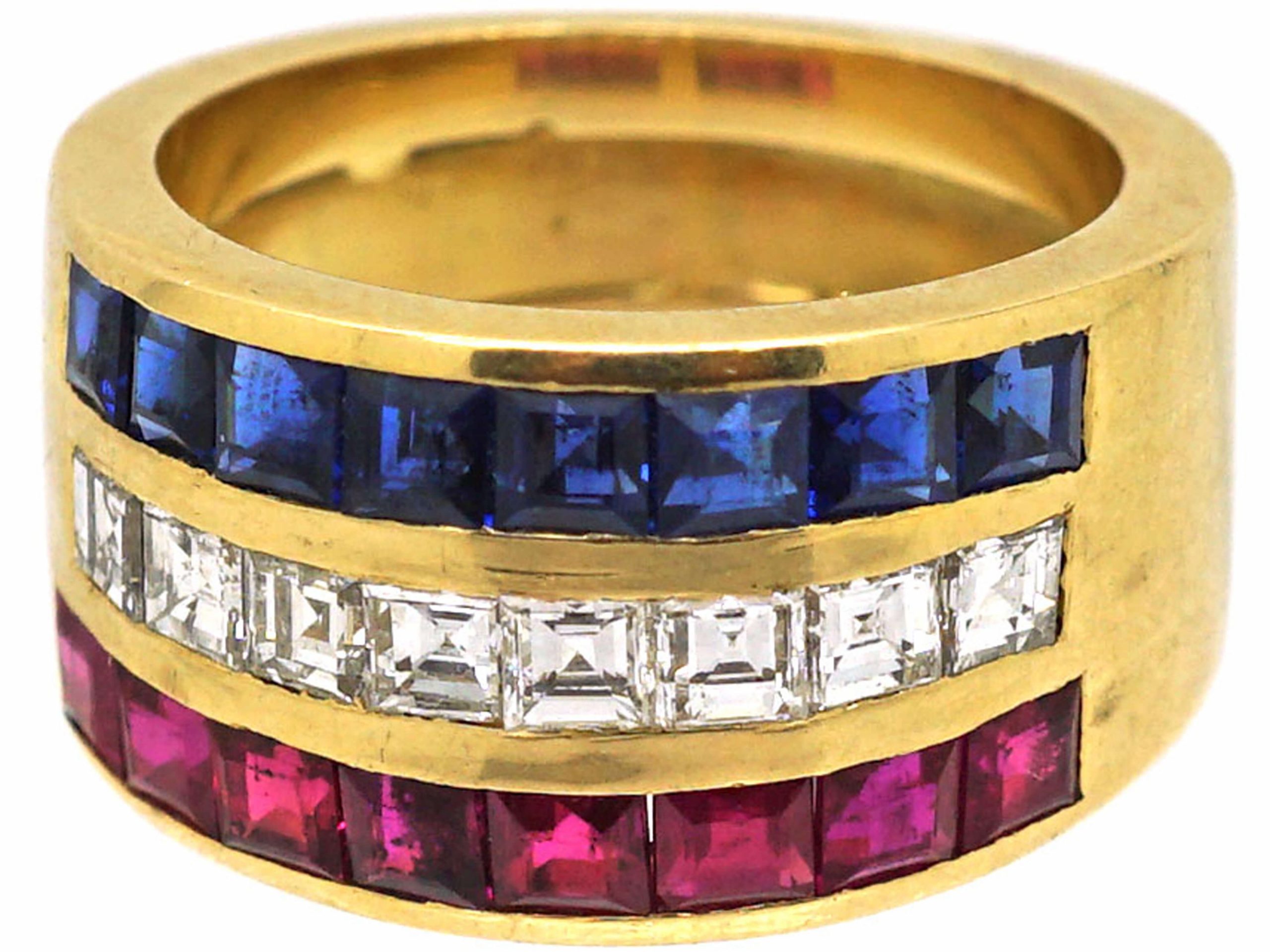 18ct Gold, Sapphire, Diamond & Ruby Ring (630T) | The Antique Jewellery ...