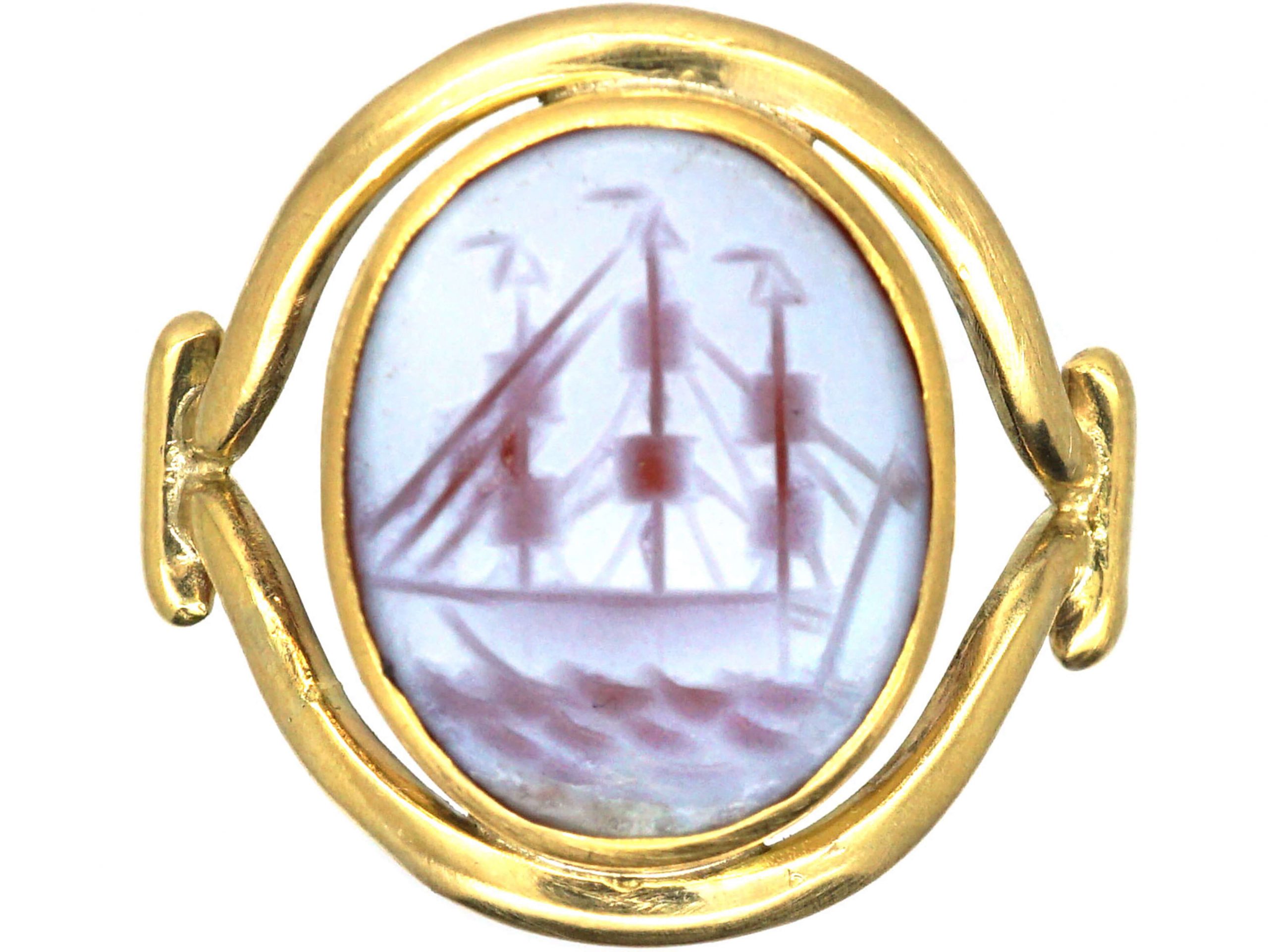 Victorian 18ct Gold & Carnelian Signet Ring with Intaglio of a Sailing ...
