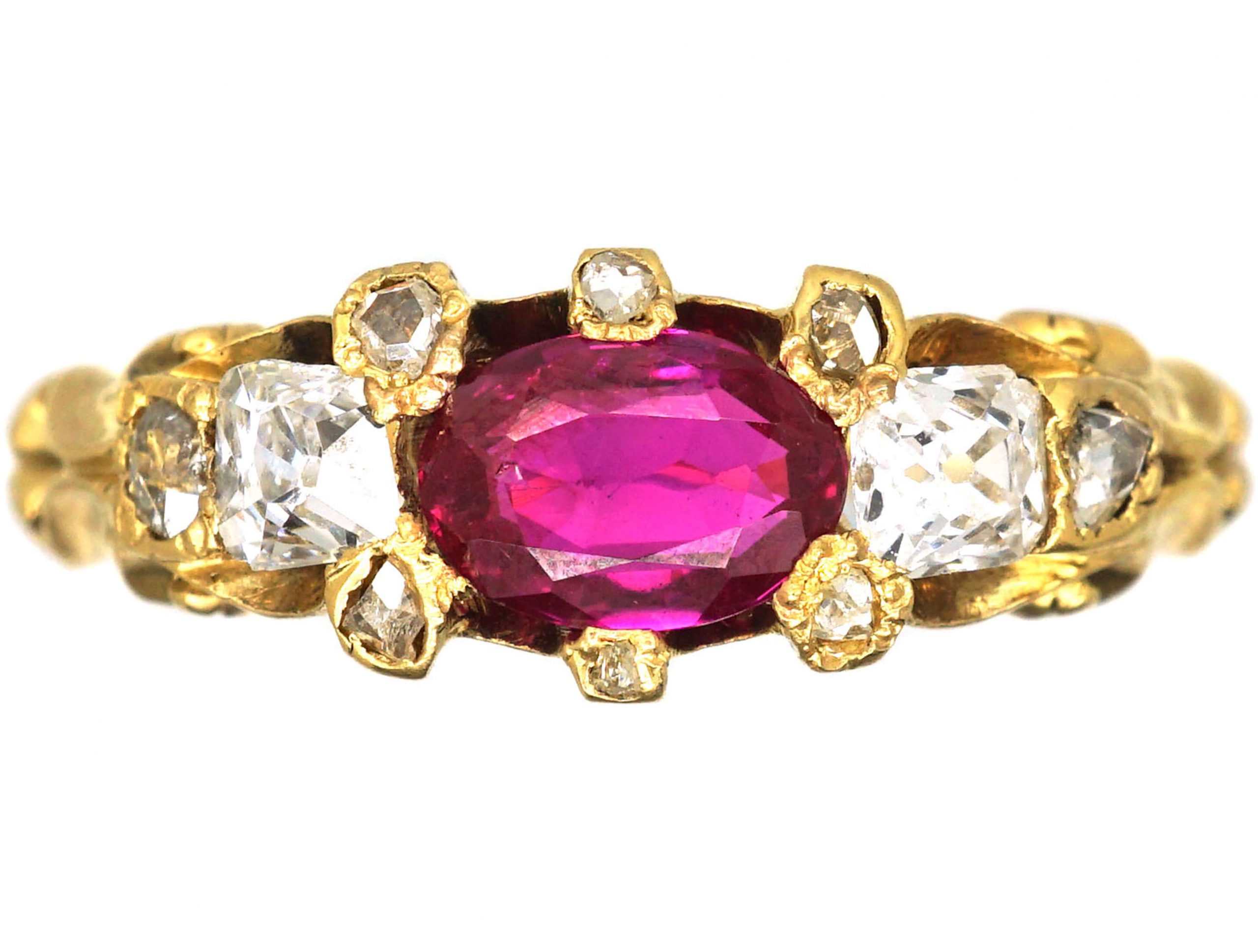 Regency 18ct Gold, Ruby & Diamond Ring (604T) | The Antique Jewellery ...