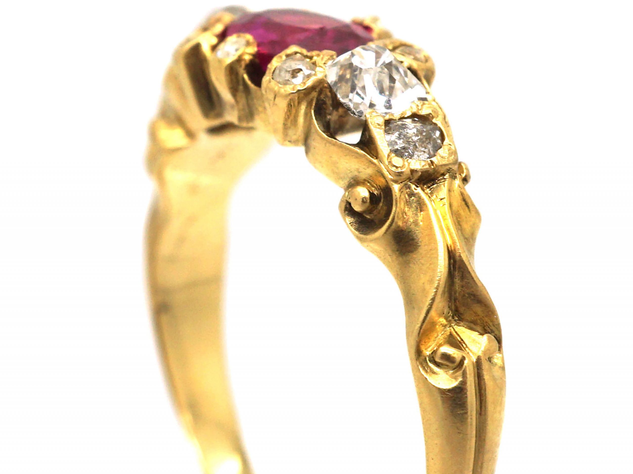 Regency 18ct Gold, Ruby & Diamond Ring (604T) | The Antique Jewellery ...