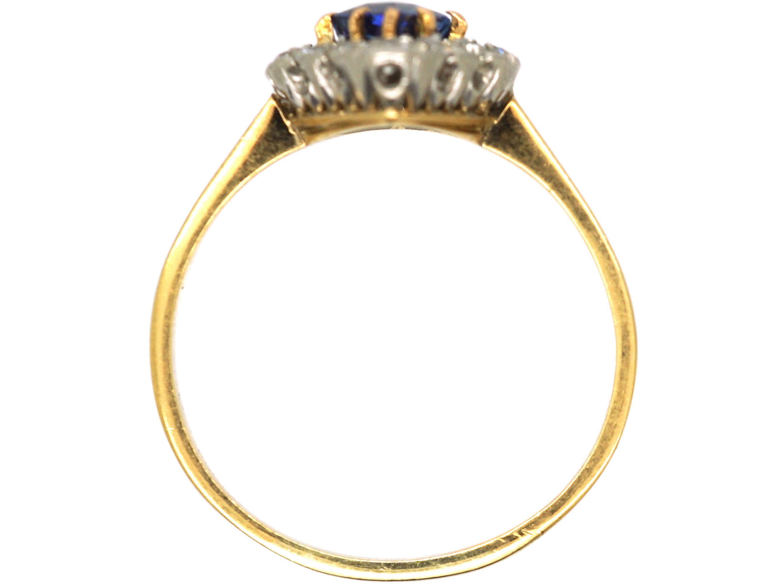 Art Deco 18ct Gold & Platinum, Diamond & Sapphire Diamond Shaped Ring ...