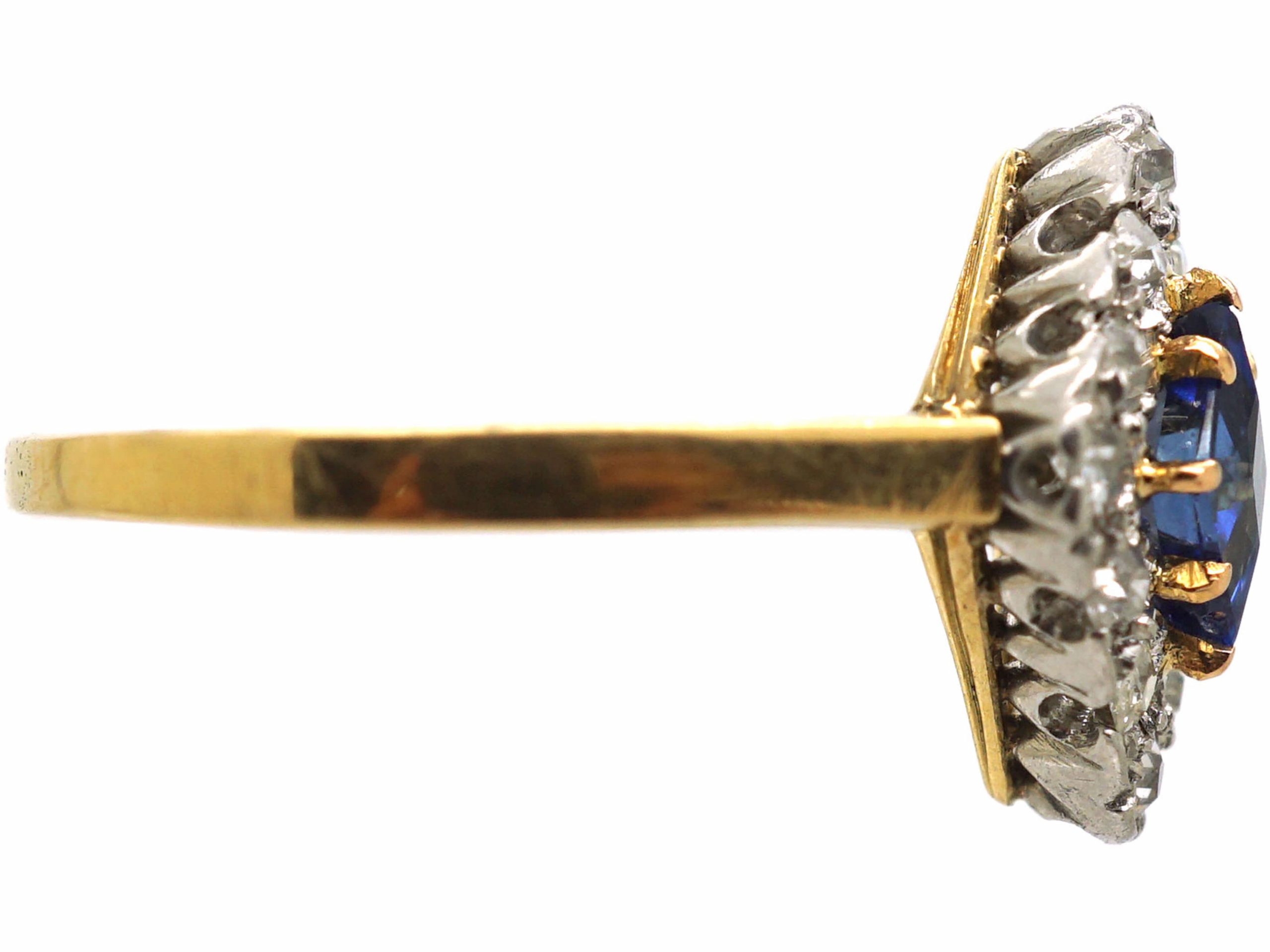 Art Deco 18ct Gold & Platinum, Diamond & Sapphire Diamond Shaped Ring ...