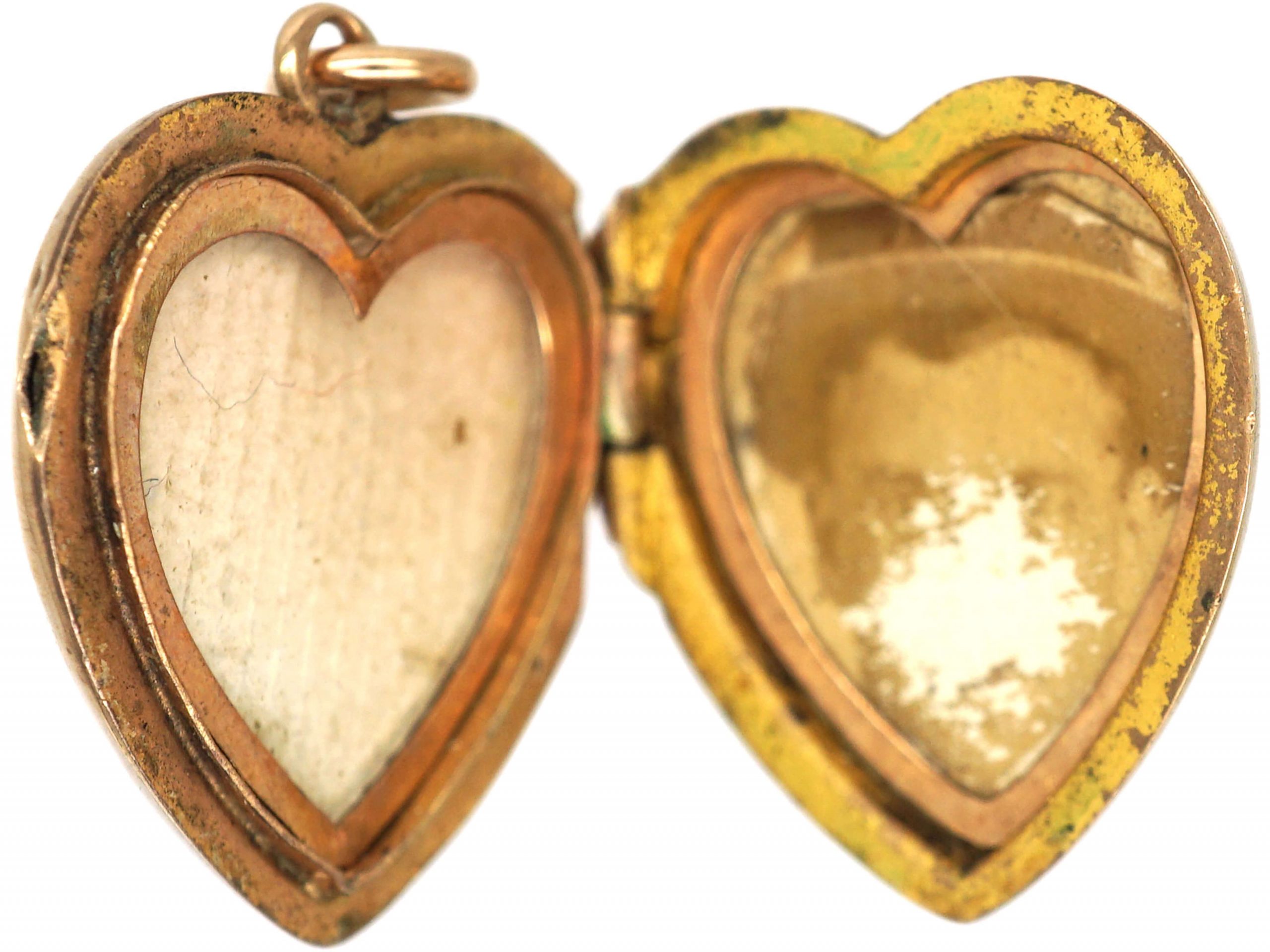 Edwardian 9ct Gold Heart Shaped Locket with Half Moon Motif set with ...