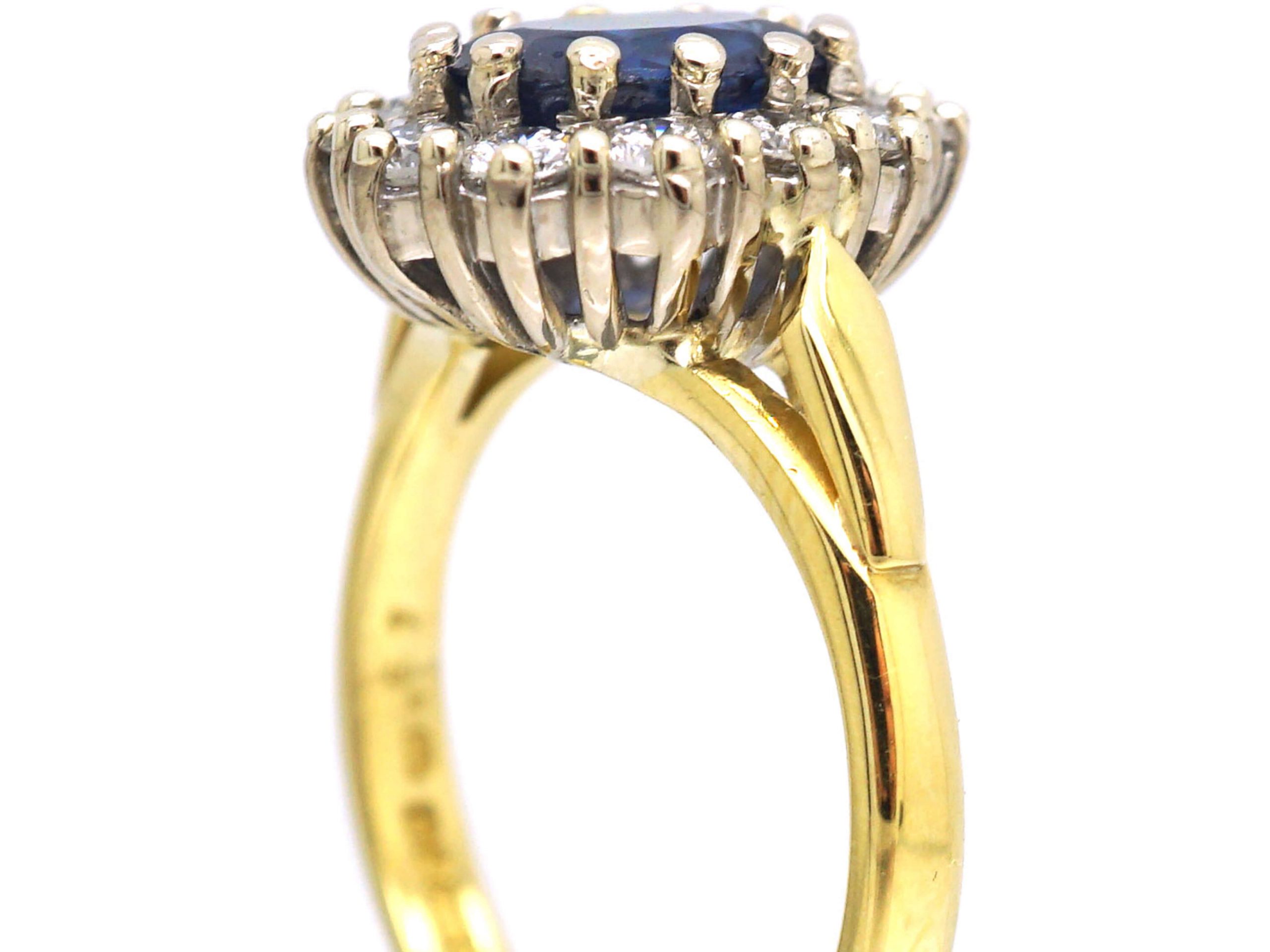 18ct Gold, Sapphire & Diamond Oval Cluster Ring (846T) | The Antique ...