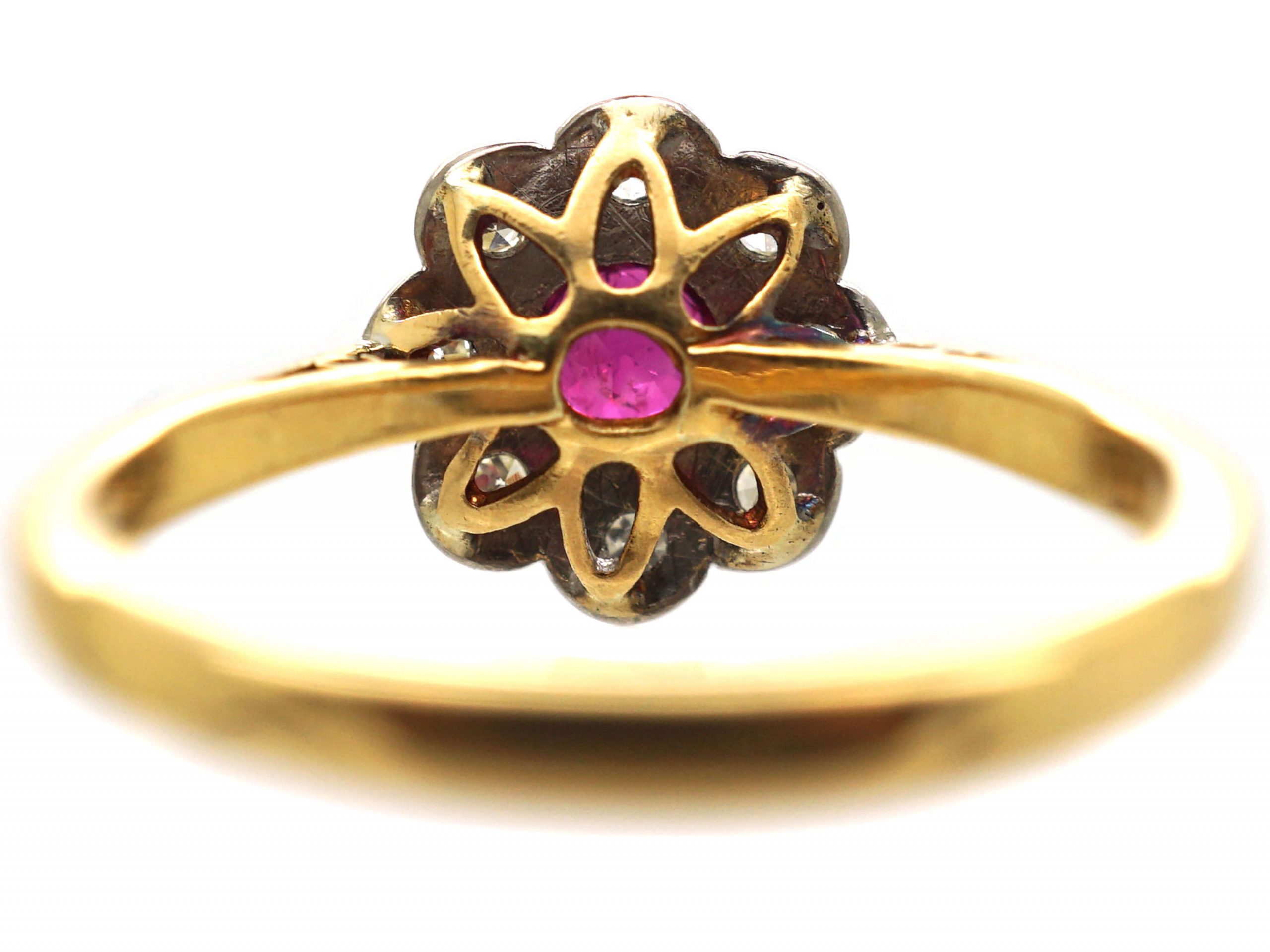 Early 20th Century 18ct Gold & Platinum, Ruby & Diamond Daisy Cluster ...