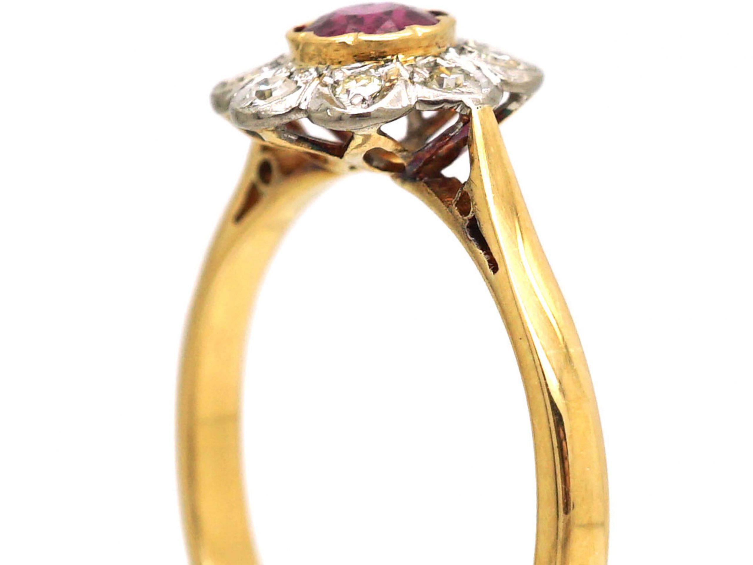 Early 20th Century 18ct Gold & Platinum, Ruby & Diamond Daisy Cluster ...