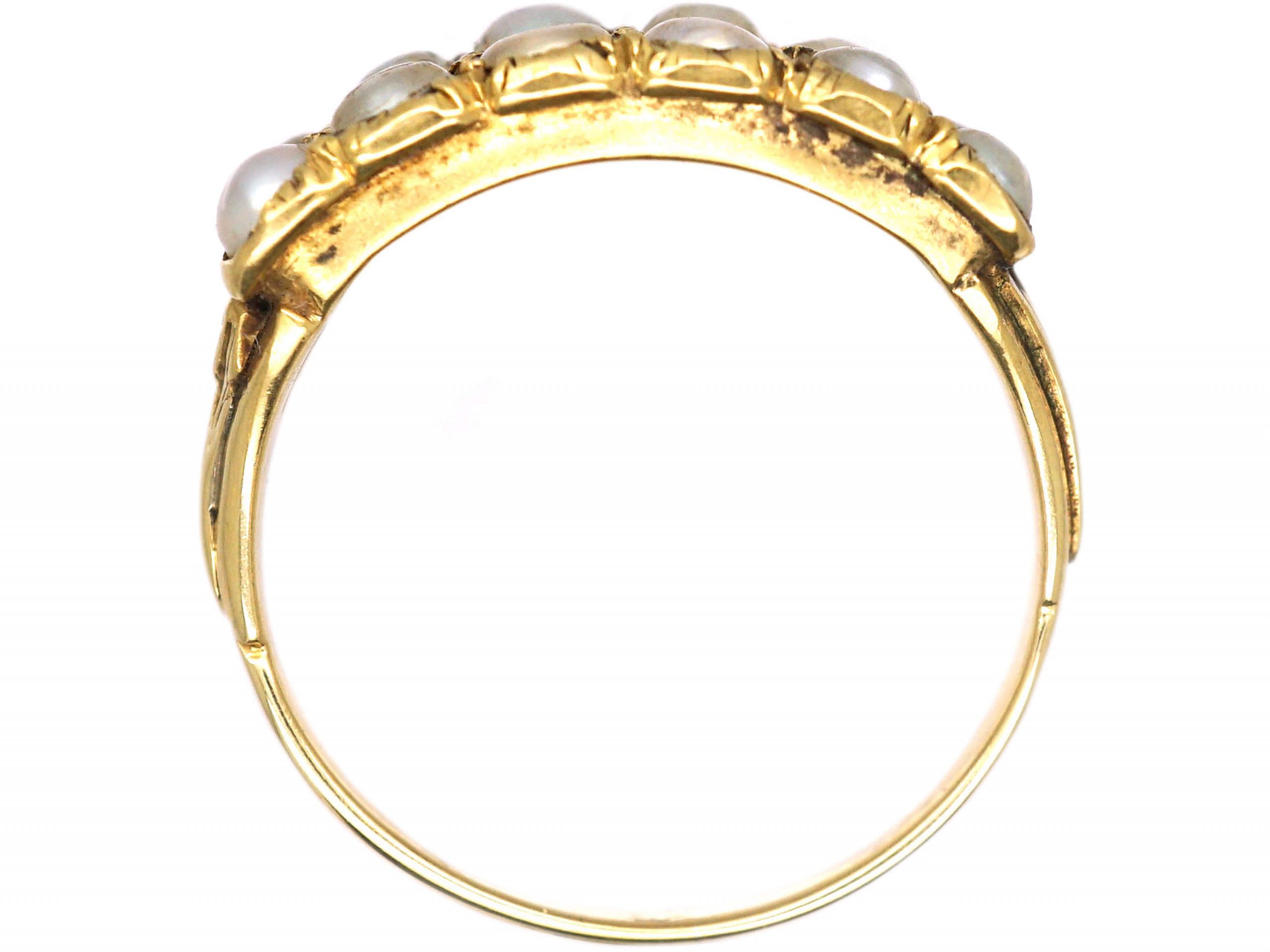 Early Victorian 15ct Gold, Two Row Natural Split Pearl Ring (1000S ...