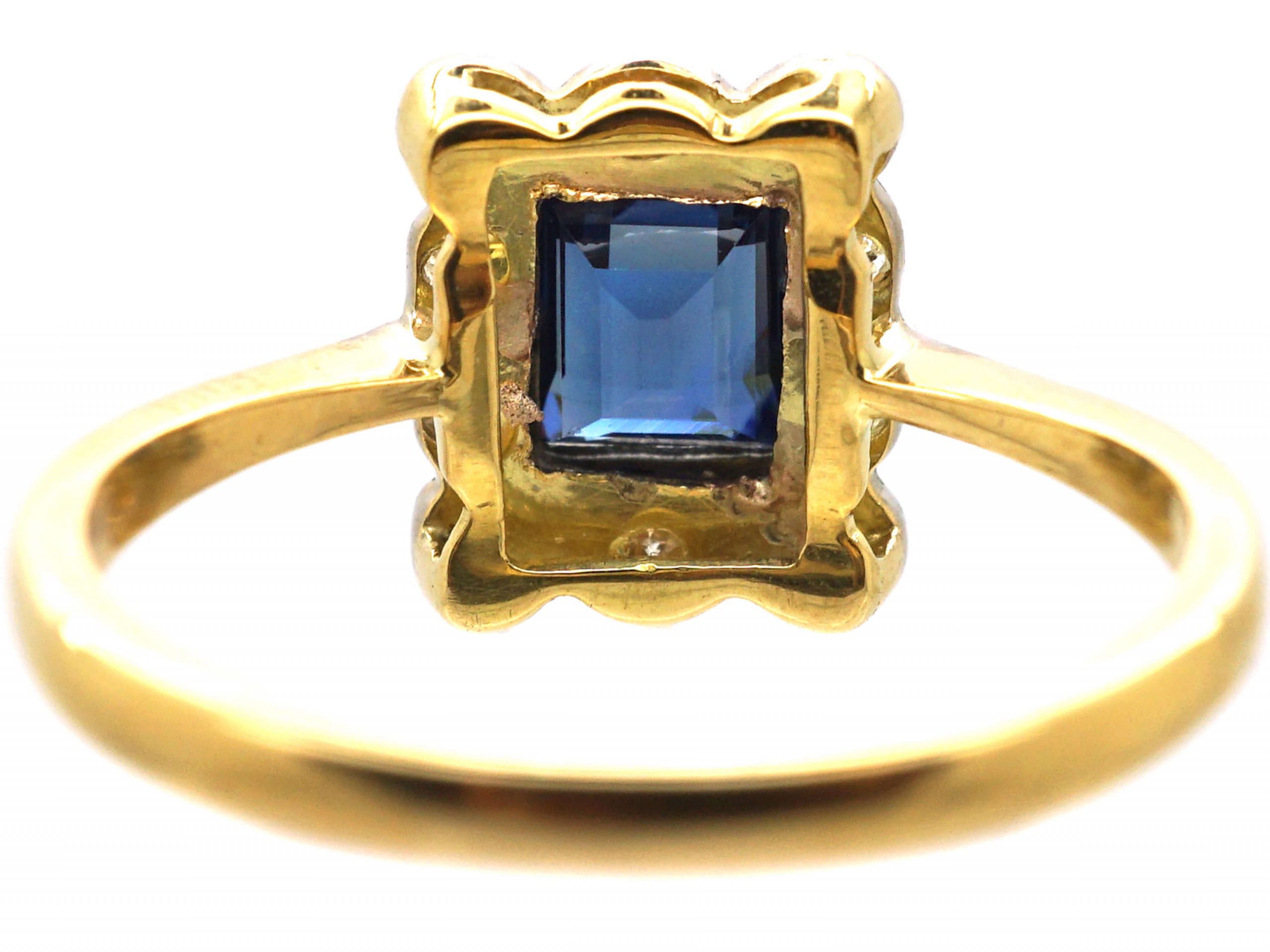 Art Deco 18ct Gold & Platinum, Sapphire & Diamond Rectangular Ring ...