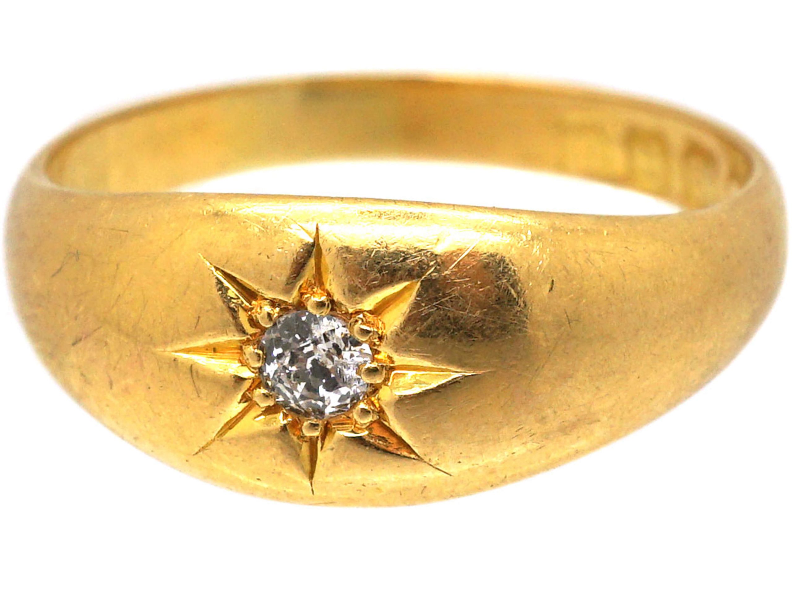 Victorian 18ct Gold Gypsy Ring set with a Diamond (663T) | The Antique ...