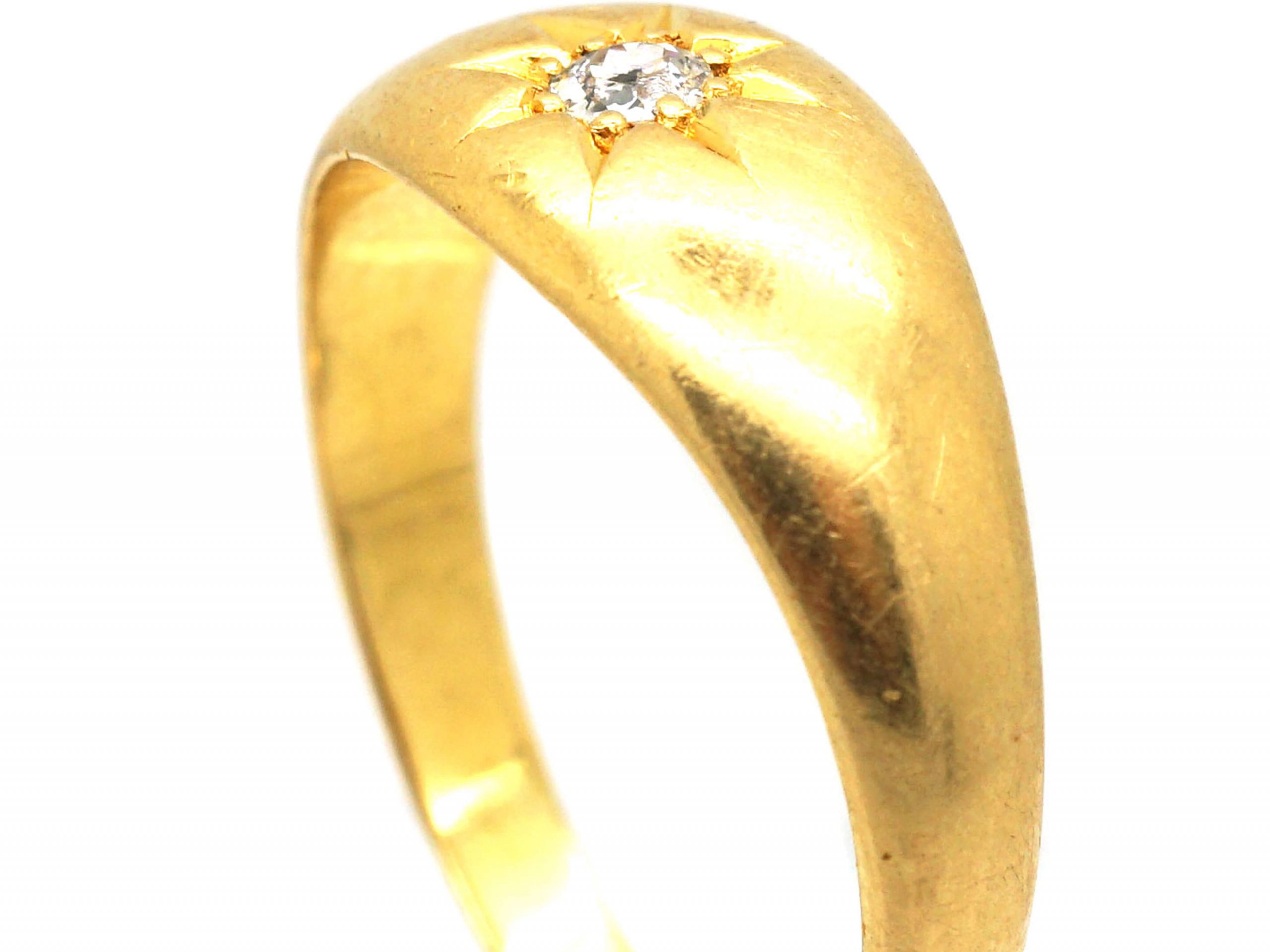Victorian 18ct Gold Gypsy Ring set with a Diamond (663T) | The Antique ...