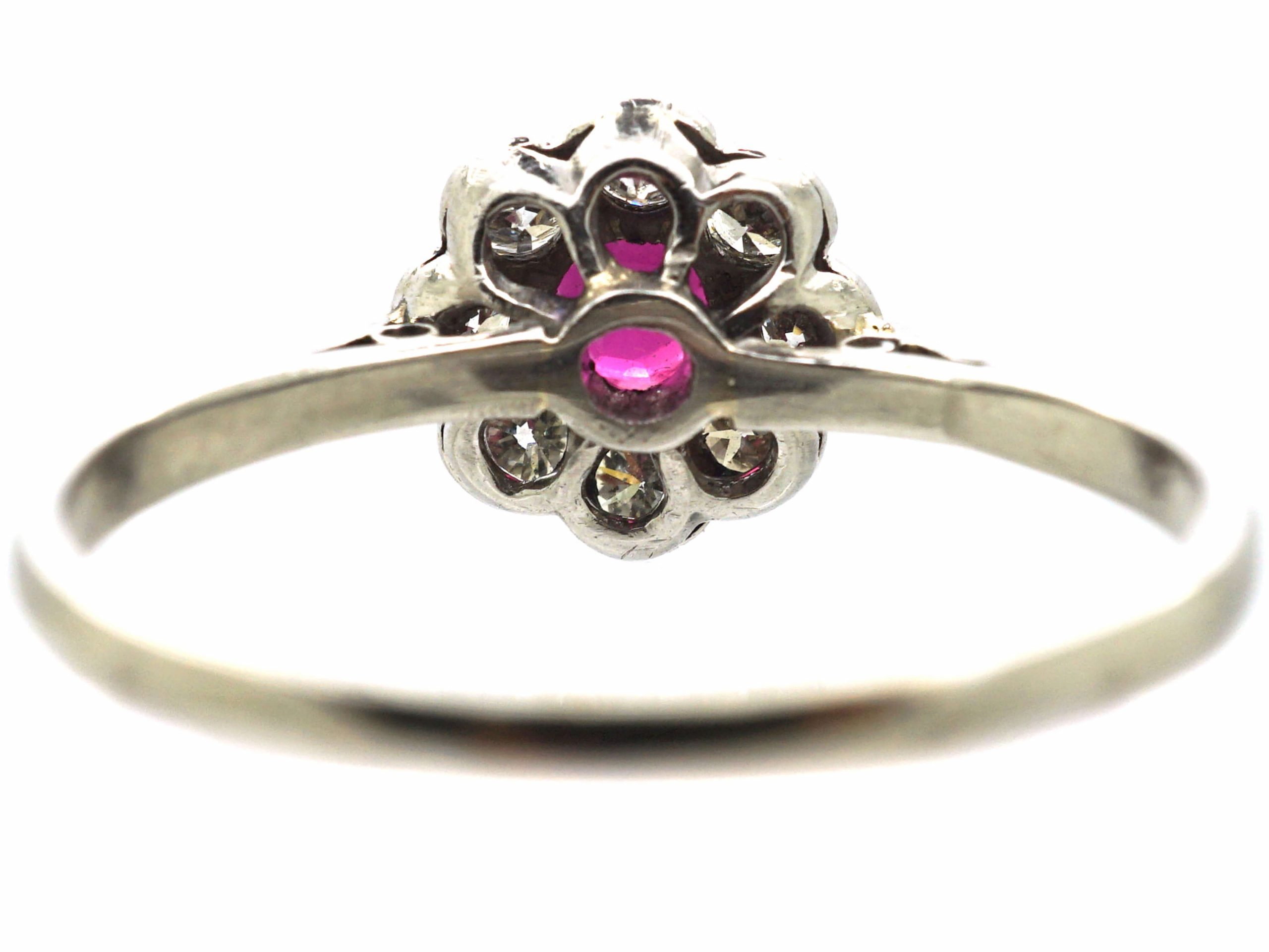 Mid 20th Century Platinum, Ruby & Diamond Cluster Ring (613T) | The ...