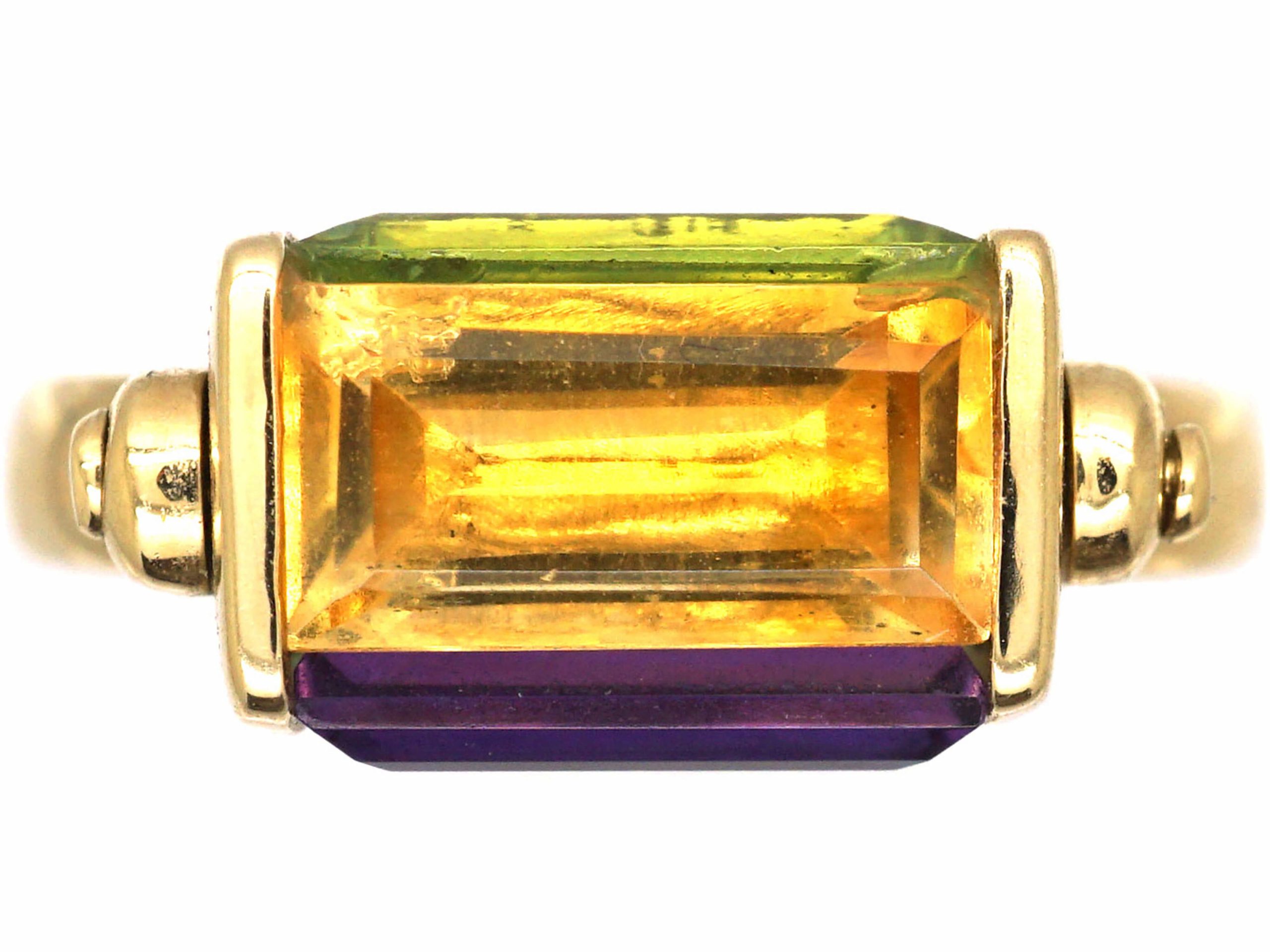 9ct Gold Swivel Harlequin Ring (646T) | The Antique Jewellery Company