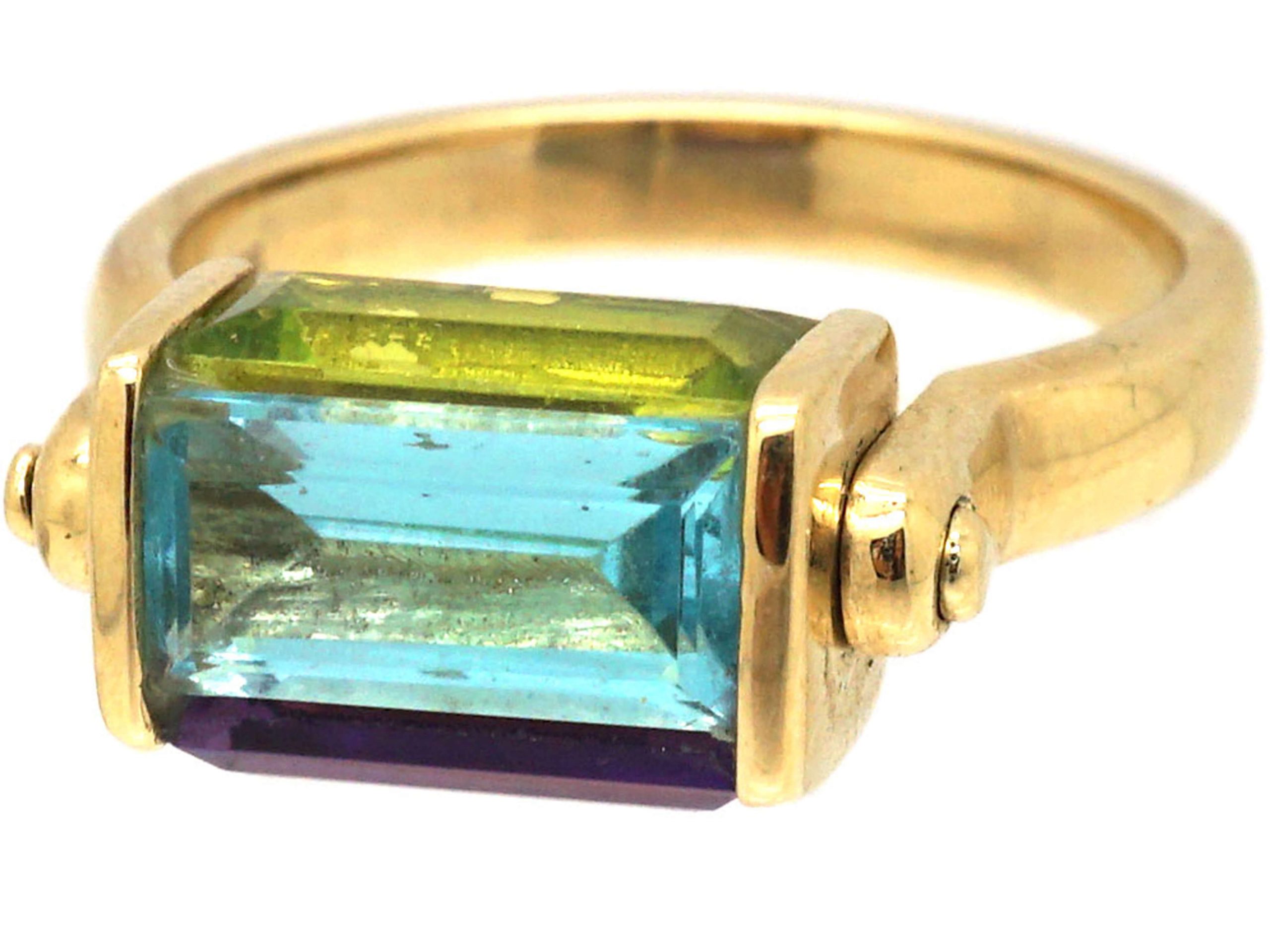 9ct Gold Swivel Harlequin Ring (646T) | The Antique Jewellery Company