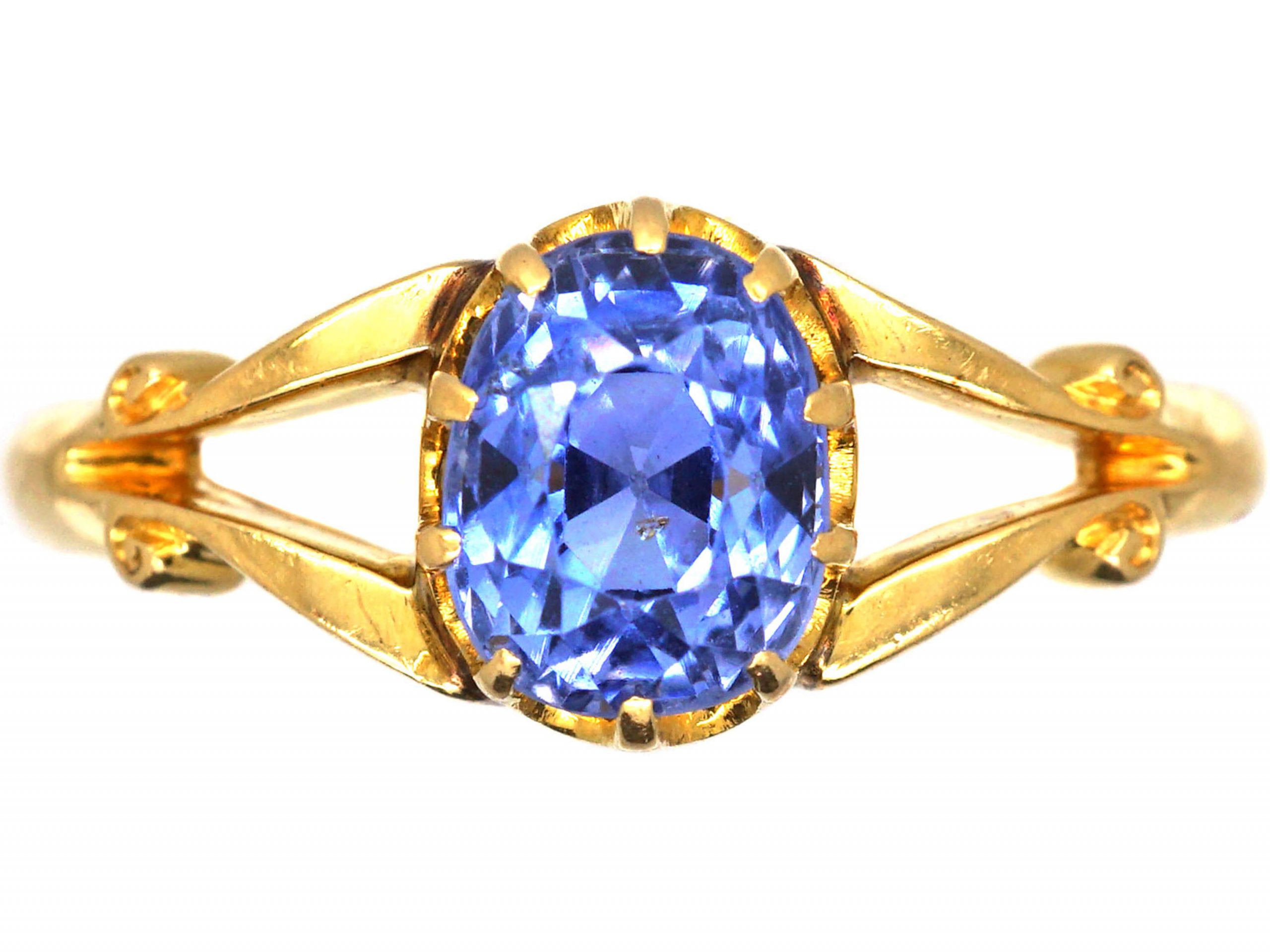 Edwardian 18ct Gold & Sapphire Solitaire Ring (715T) | The Antique ...