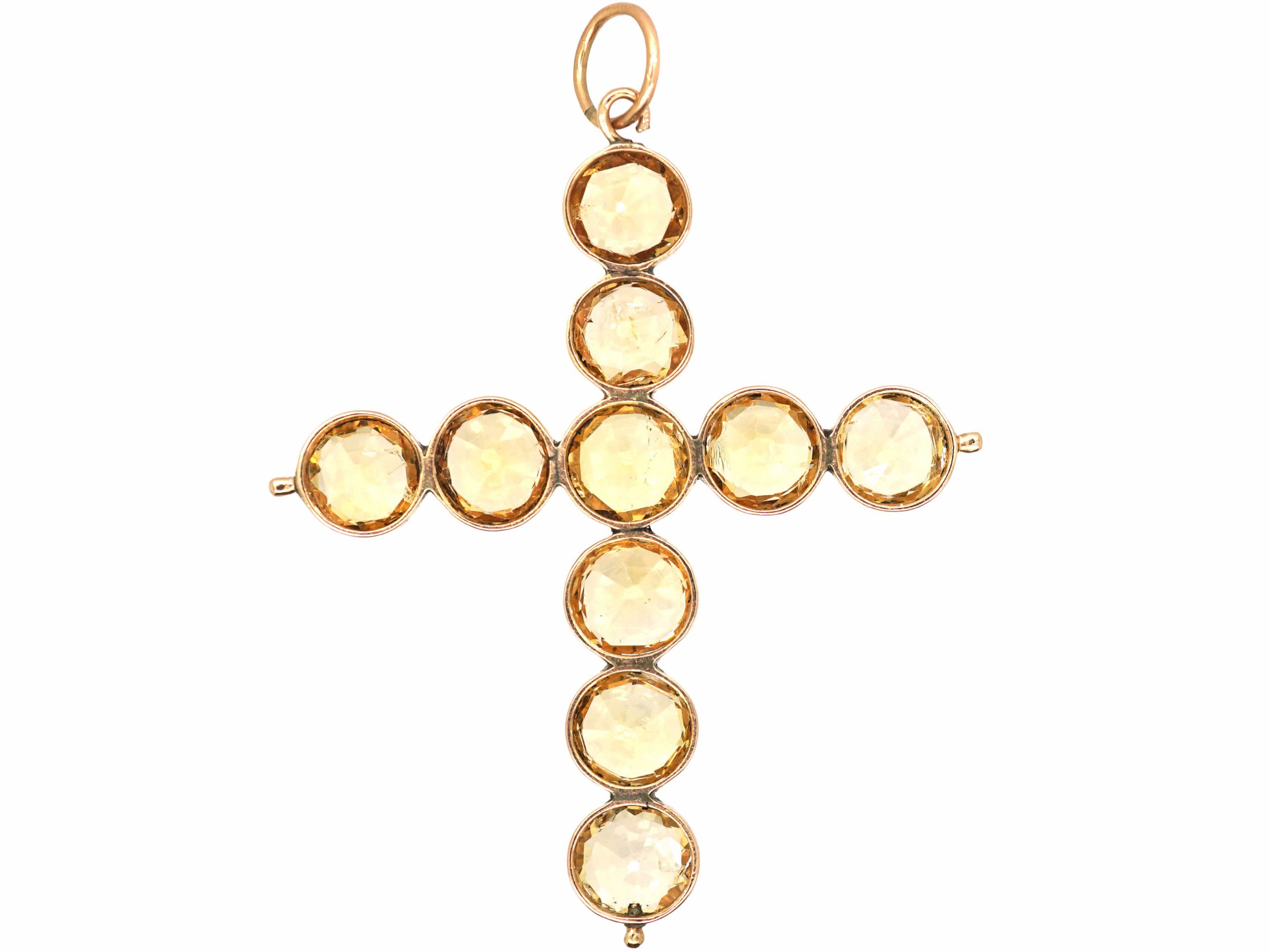 Georgian Gold Cross set with Topaz (679T) | The Antique Jewellery Company