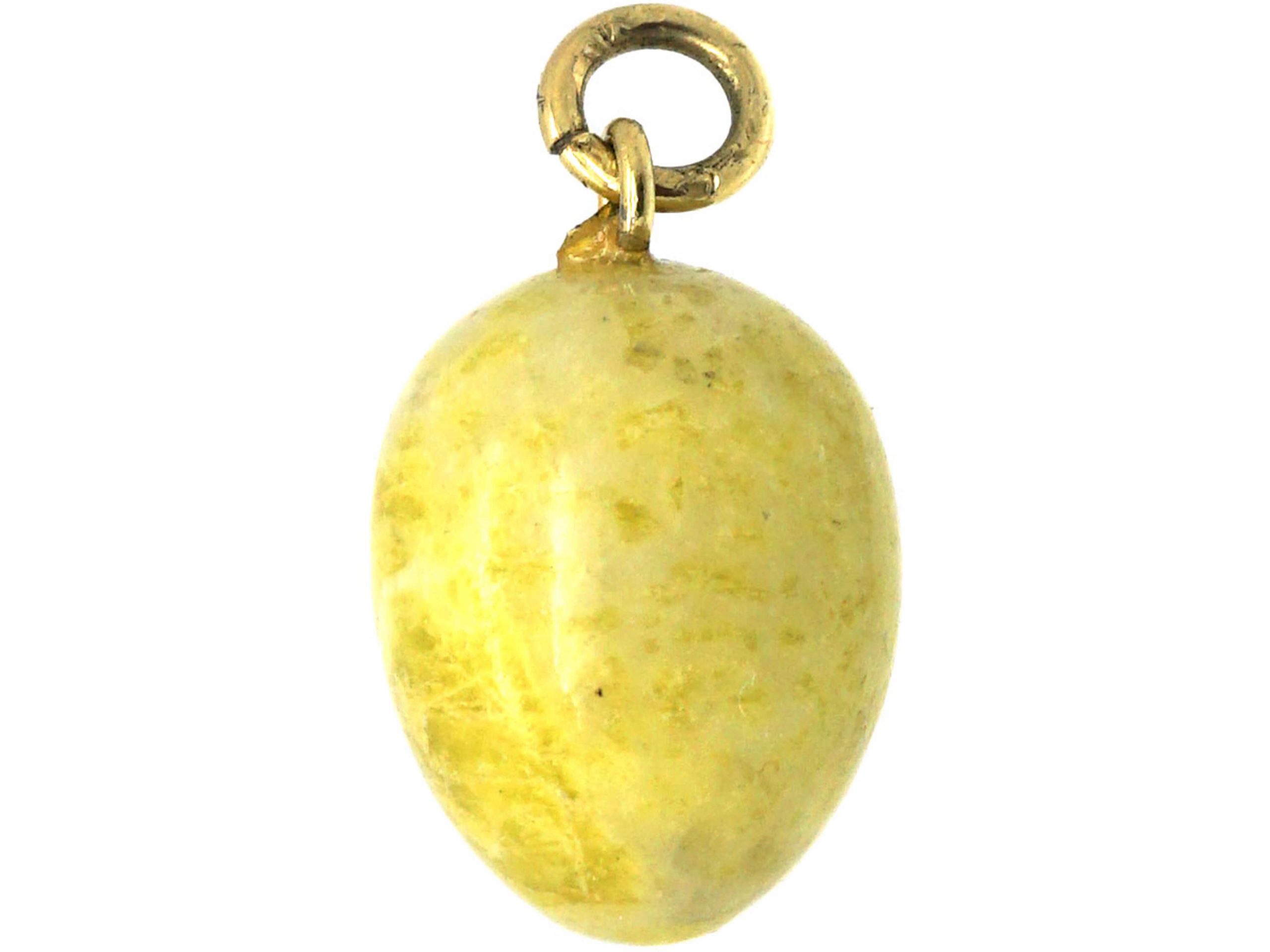 Edwardian Yellow Marble Egg Pendant (544T) | The Antique Jewellery Company
