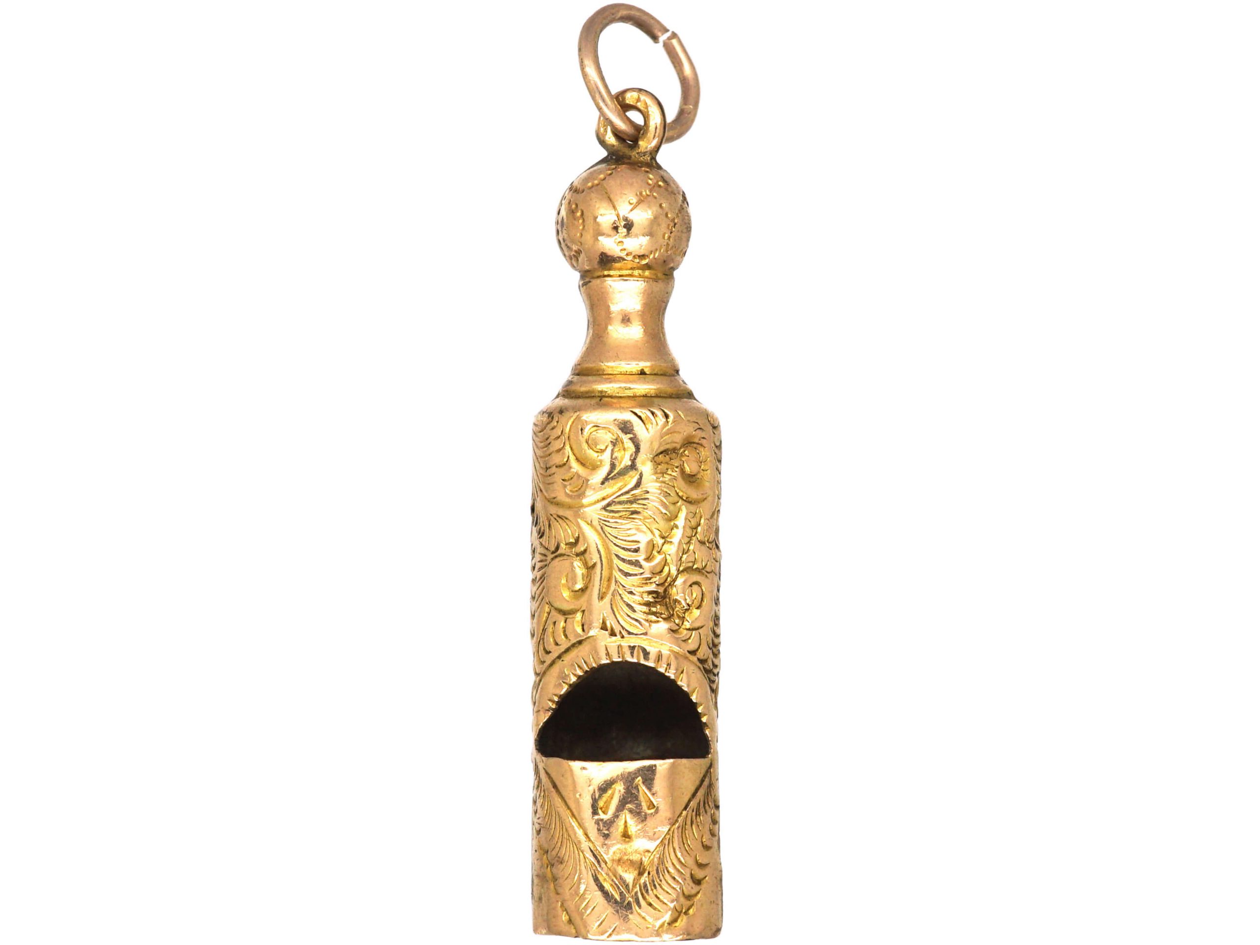 Edwardian 9ct Gold Whistle Pendant (567T) | The Antique Jewellery Company