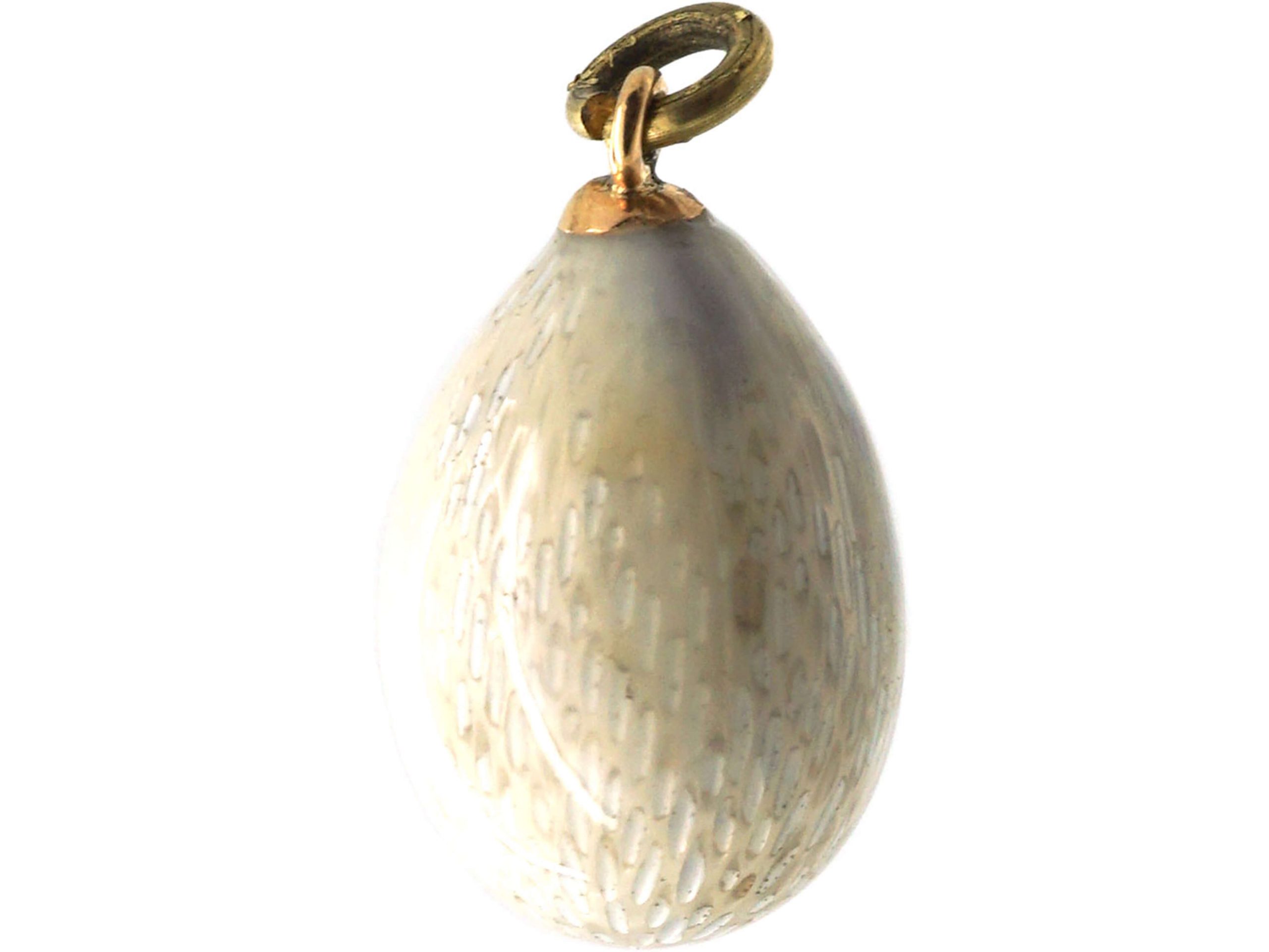 Edwardian White Enamel Egg Pendant (548T) | The Antique Jewellery Company