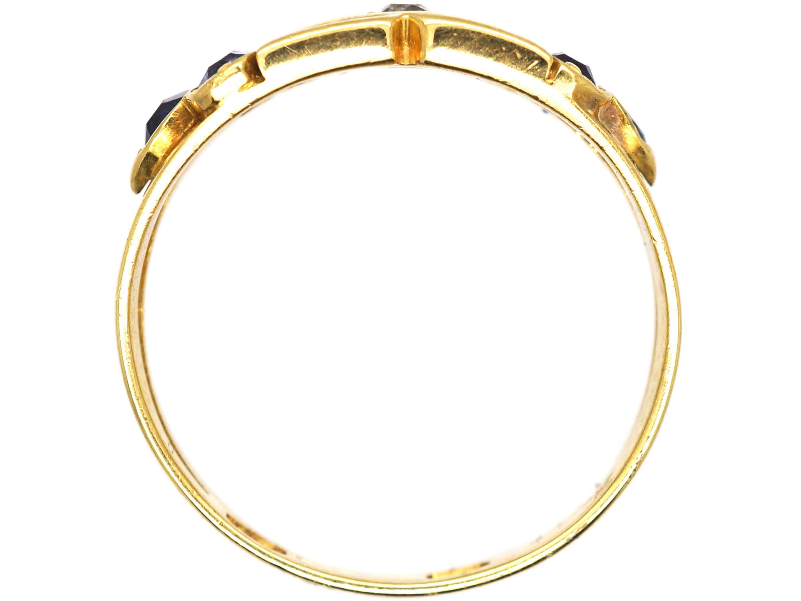 Edwardian 18ct Gold Kiss Ring set with a Diamond & Sapphires (770T ...