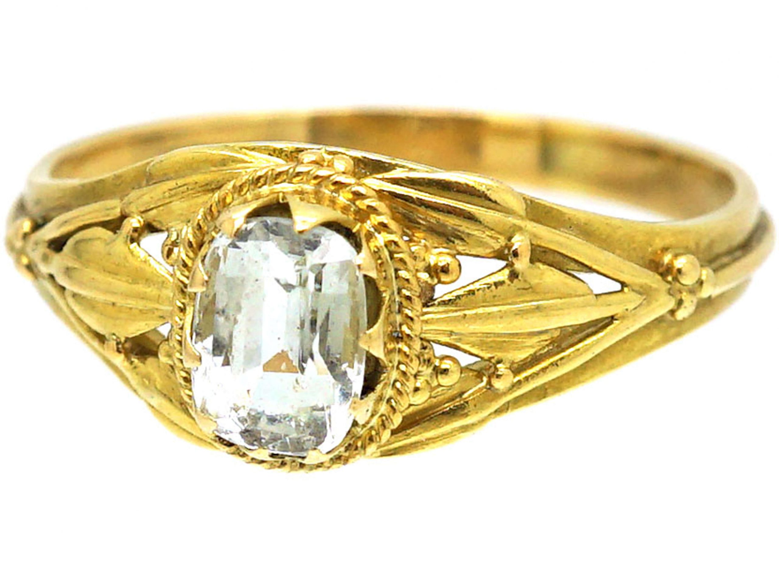 Arts & Crafts 18ct Gold Ring set with an Aquamarine attributed to ...