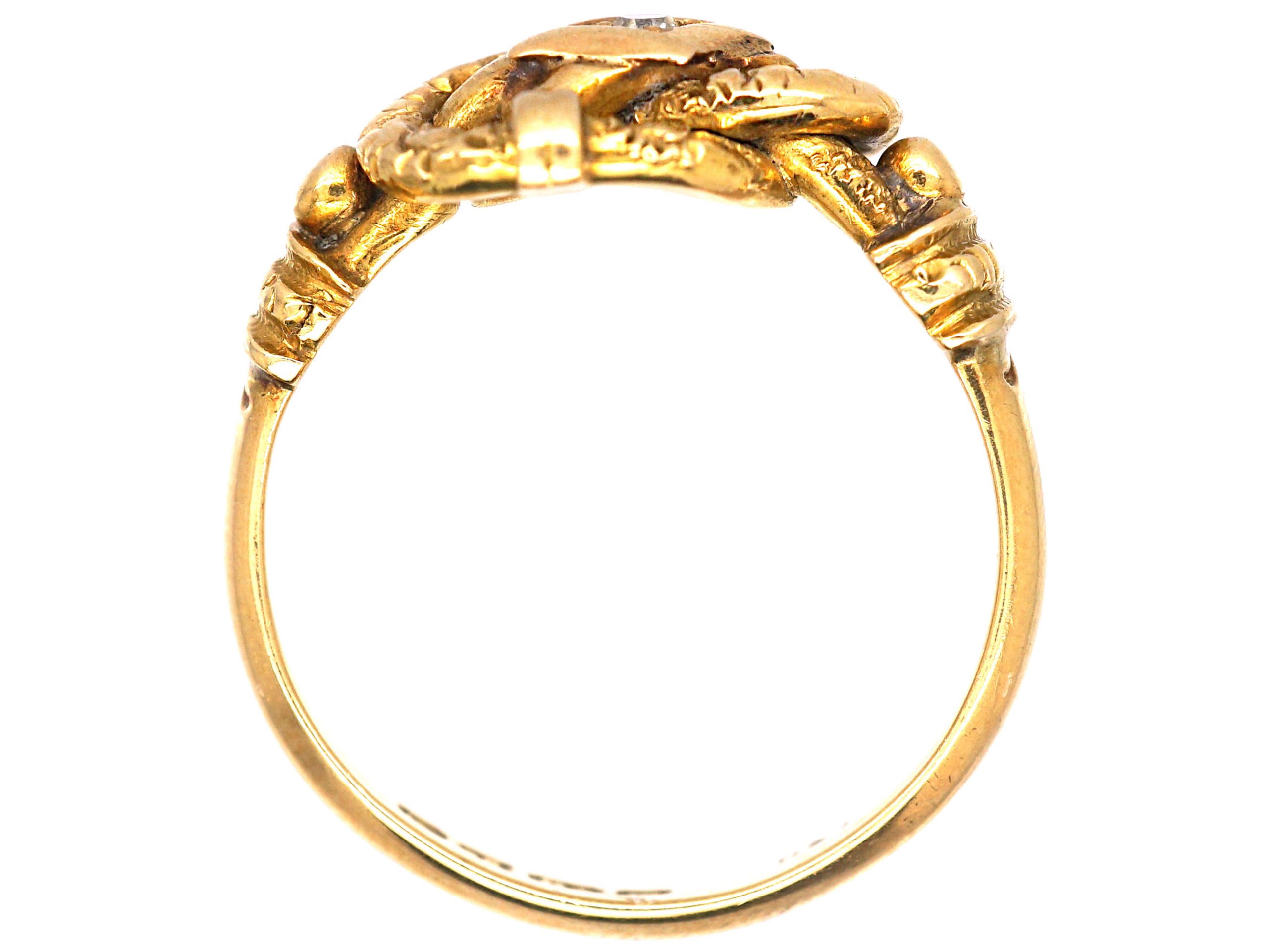 Early 20th Century 18ct Gold Lover's Knot Ring set with a Diamond (833T ...