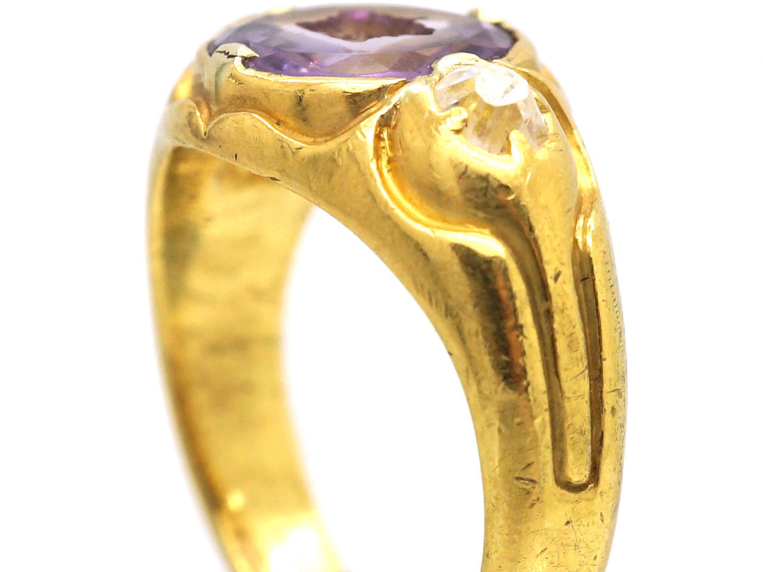 William IV 18ct Gold & Diamond Ring with an Amethyst Intaglio of a ...