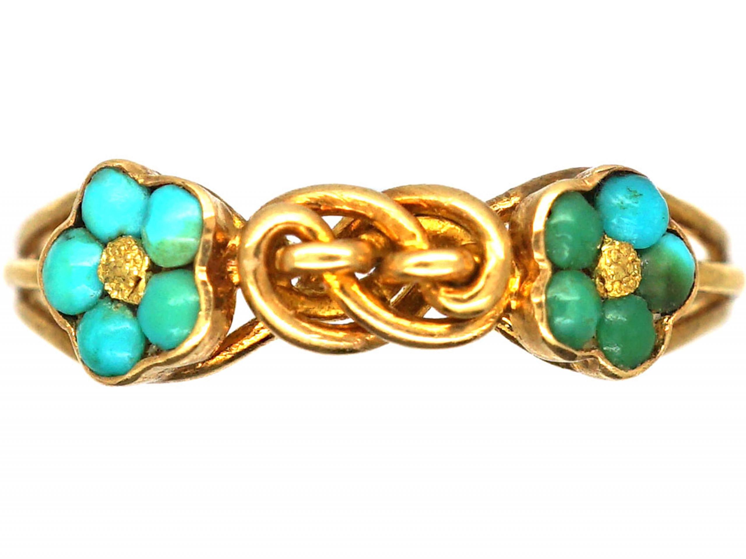 Early 19th Century 18ct Gold, Forget me Not Double Turquoise Clusters ...