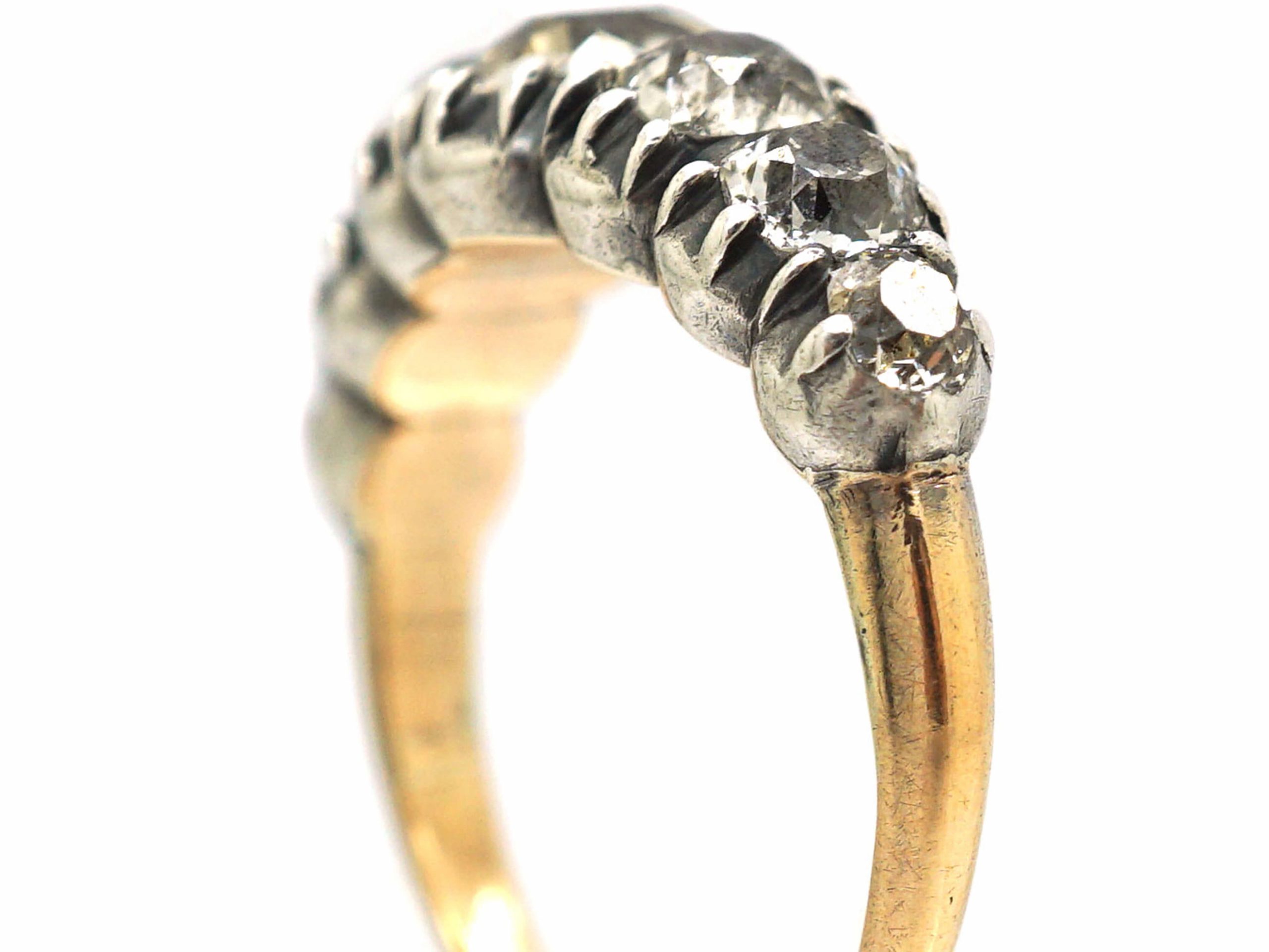 French Early 19th Century Five Stone Old Mine Cut Diamond Ring (6K ...
