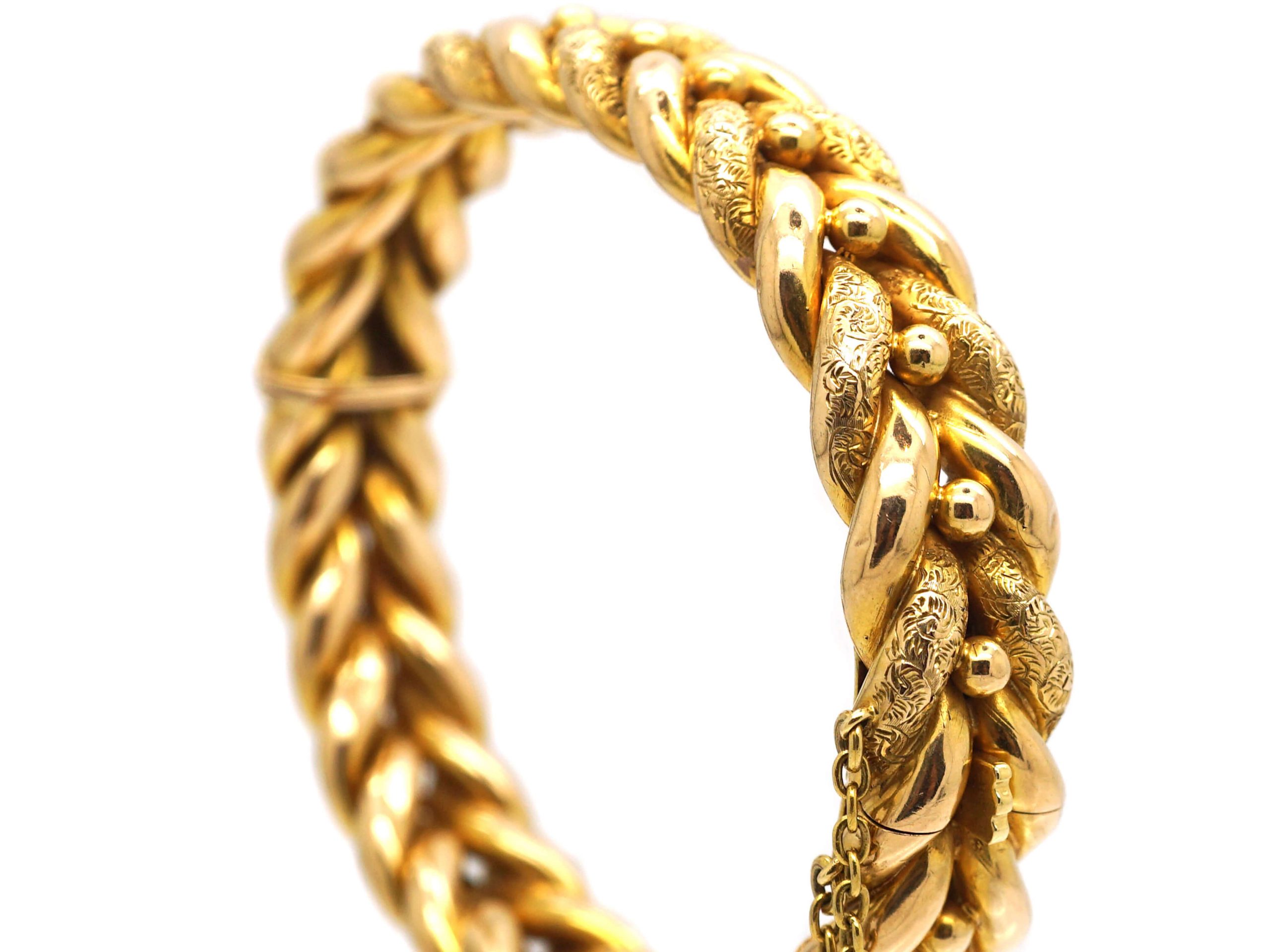Victorian 15ct Gold Interwoven Illusion Bangle (583T) | The Antique ...