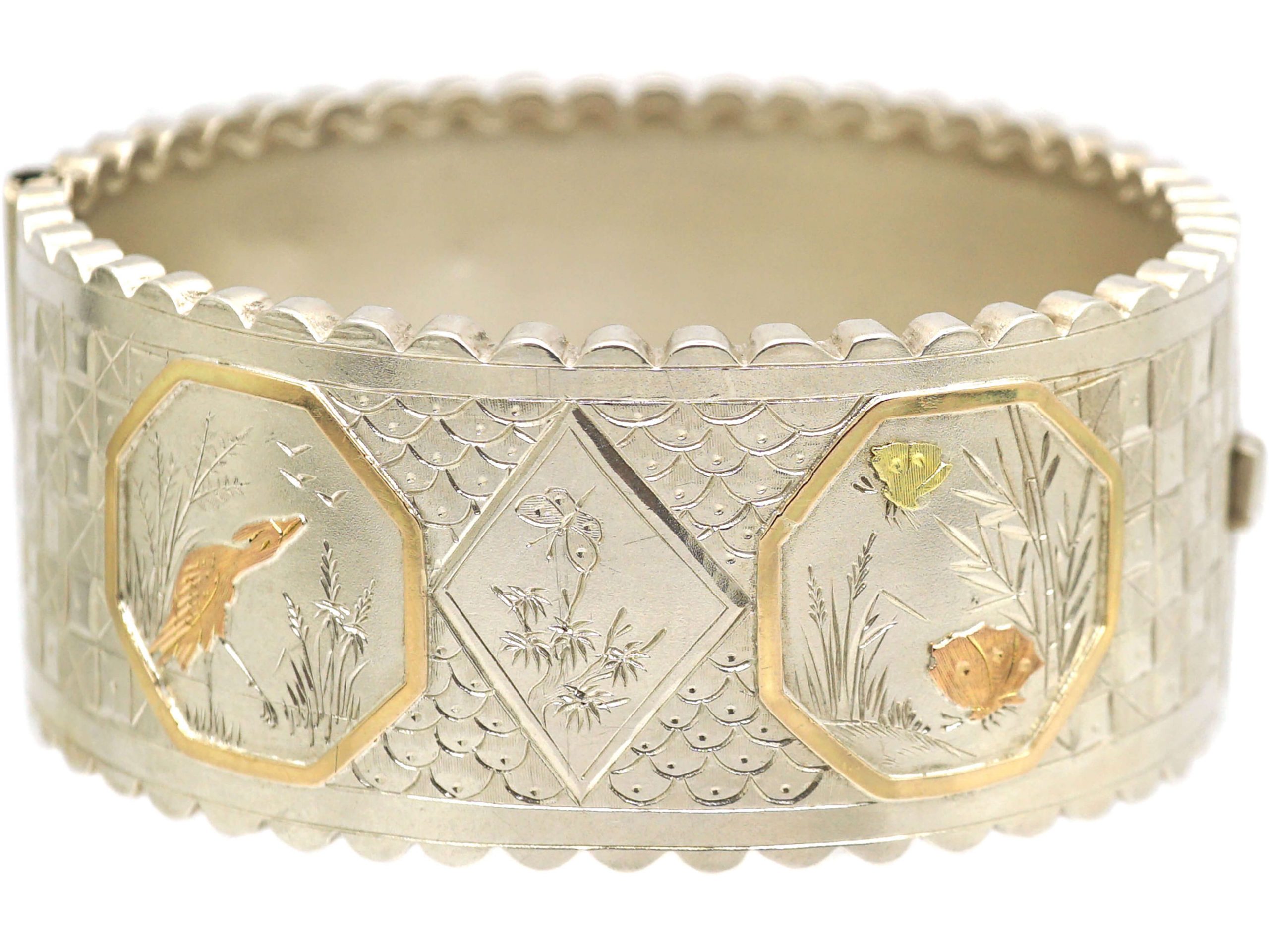 Victorian Silver & Gold Overlay Bangle in Aesthetic Style (780T) | The ...